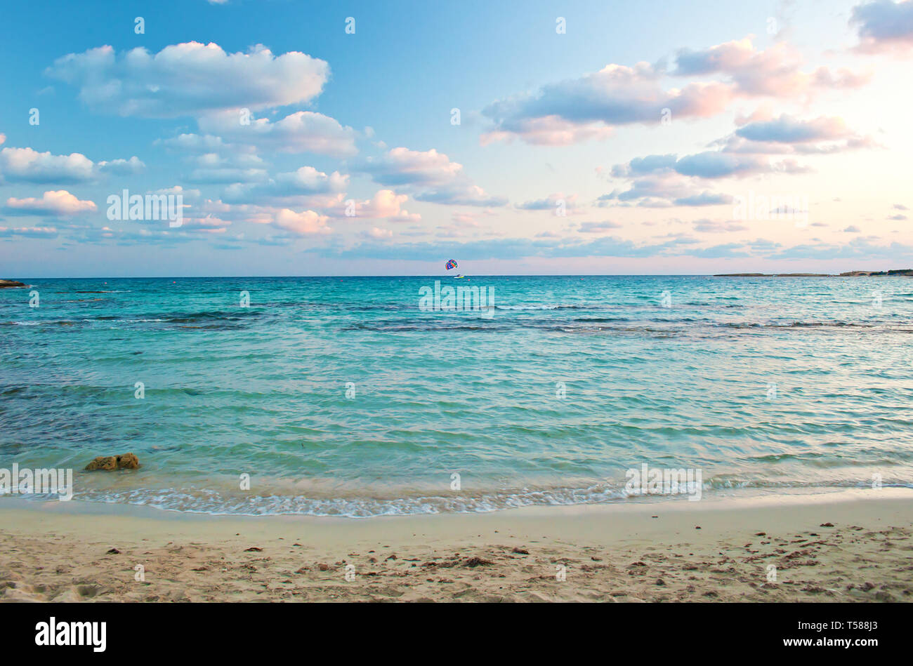 Image of breathtaking Landa beach in Agia Napa, Cyprus. Yellow sand and ...