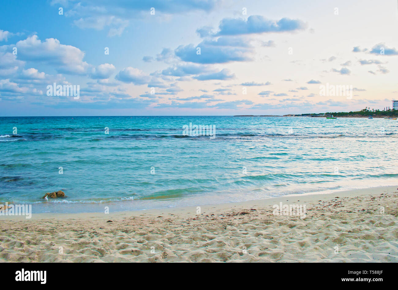 Image of breathtaking Landa beach in Agia Napa, Cyprus. Yellow sand and ...