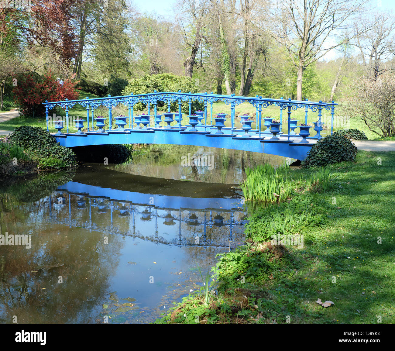 Blue Bridge, Park Muskau Stock Photo - Alamy
