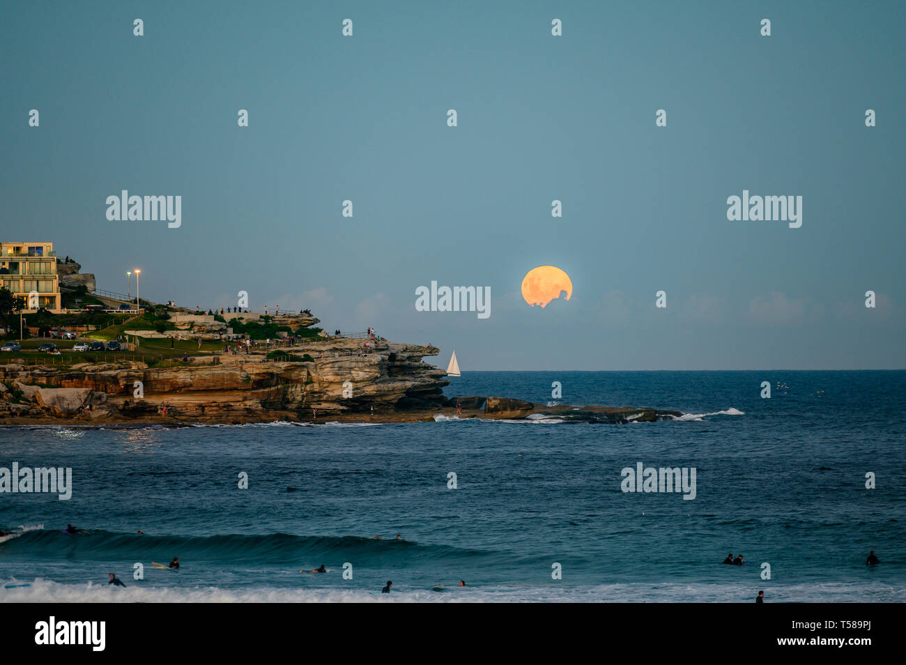 Full Moon Rising over Bondi Beach, Sydney, Australia Stock Photo - Alamy
