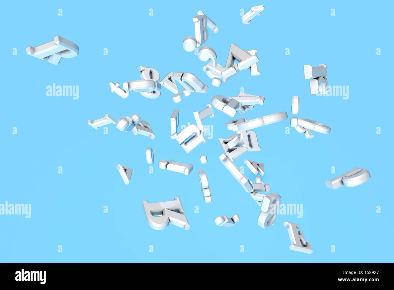 3D rendered illustration of raining letters Stock Photo - Alamy