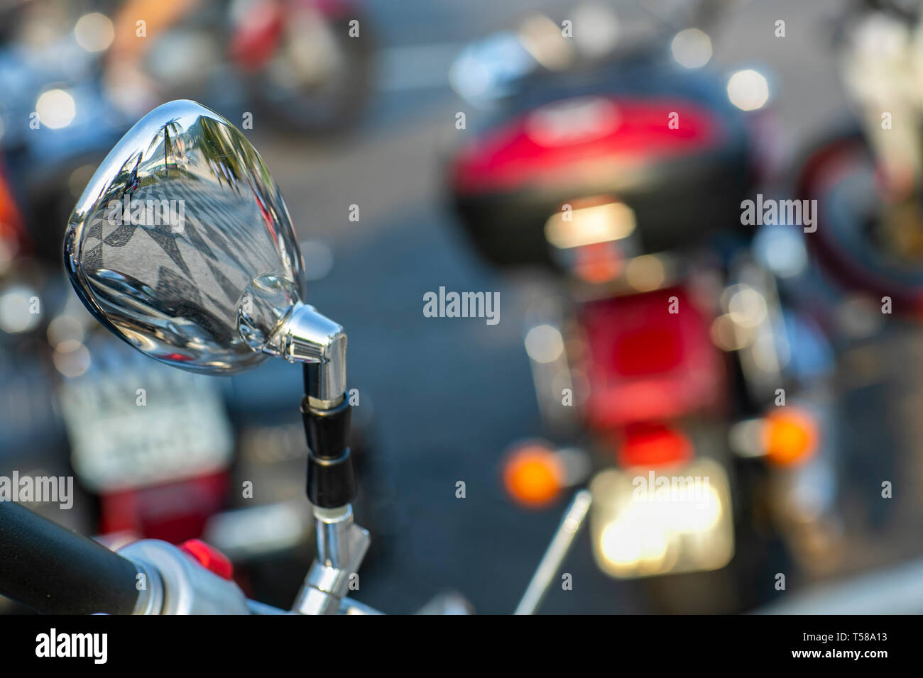 Motorcycle mirror reflection hi-res stock photography and images - Alamy