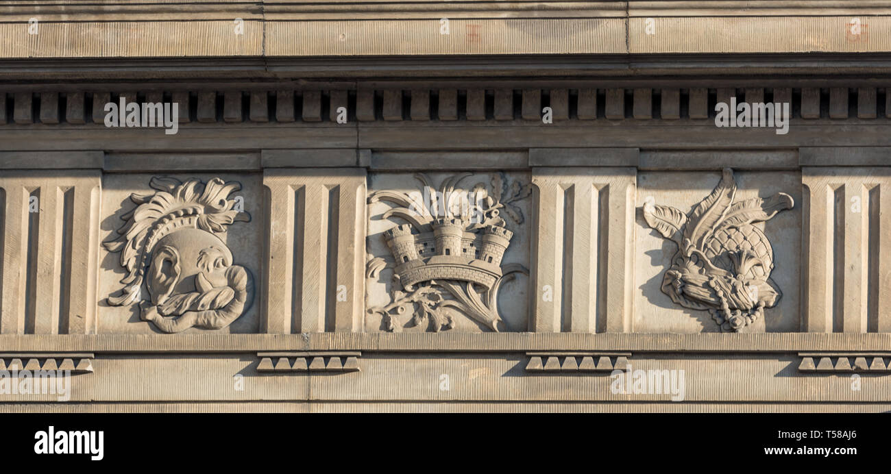 Carved stone relief decoration on the Royal Palace in Stockholm Stock ...