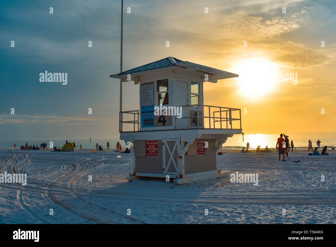 Clearwater Beach, Florida. January 25, 2019 . Lifeguard Tower on ...