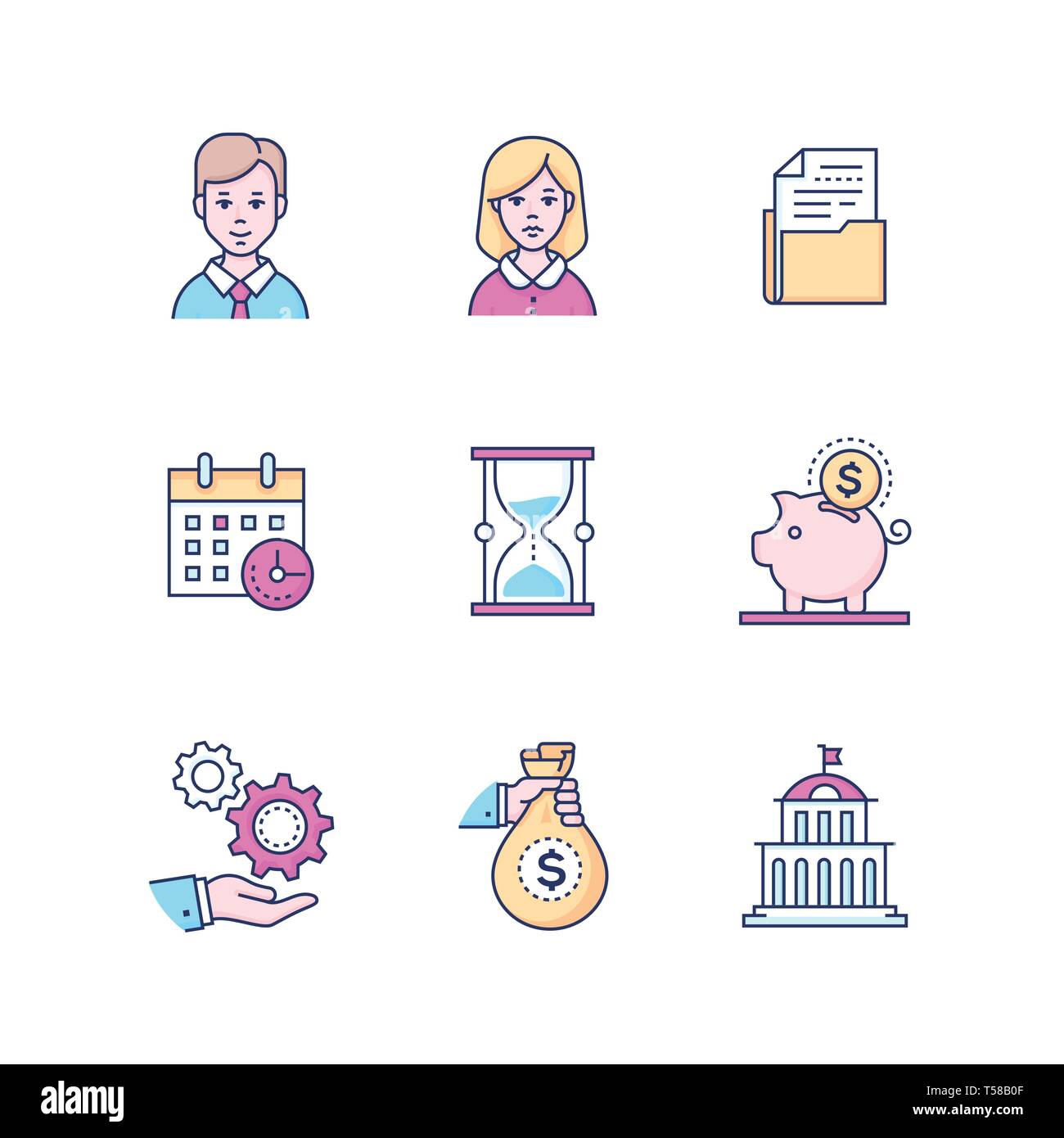 Business hourglass gear white Stock Vector Images - Alamy