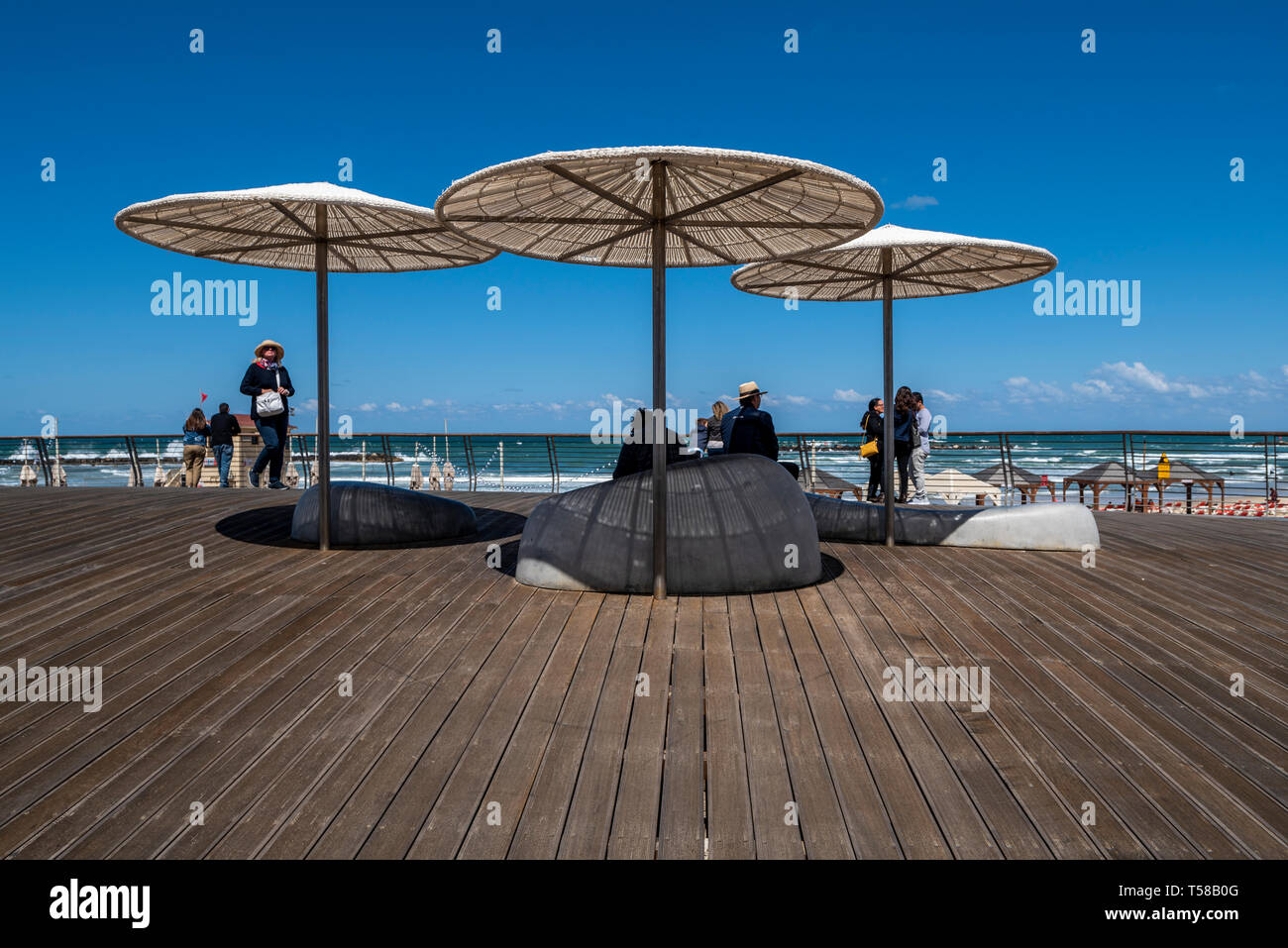 Israel, Tel Aviv-Yafo - 22 April 2019: The new Tayelet - Central Beach ...