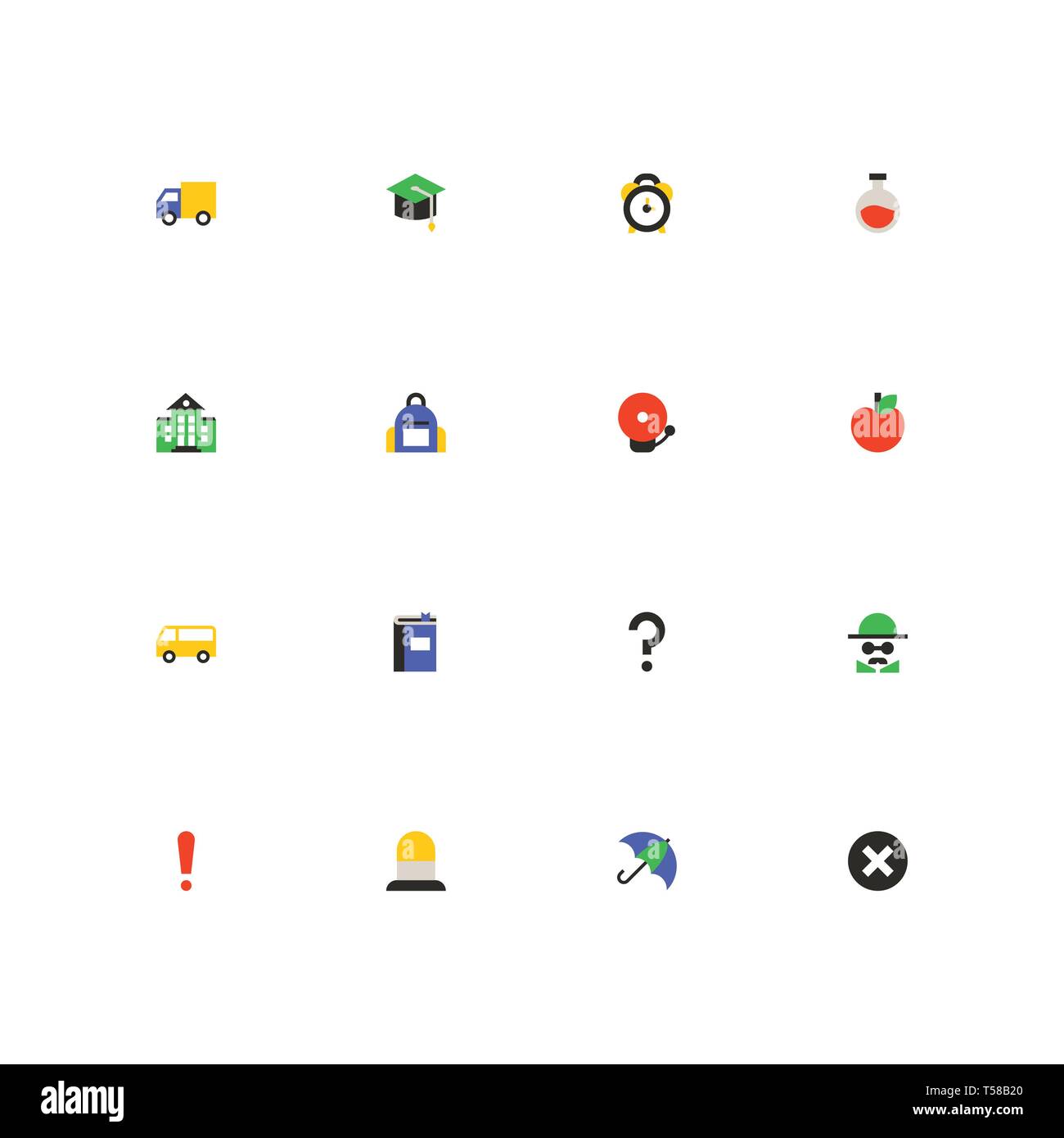 Education and protection - colorful material design icons set Stock ...