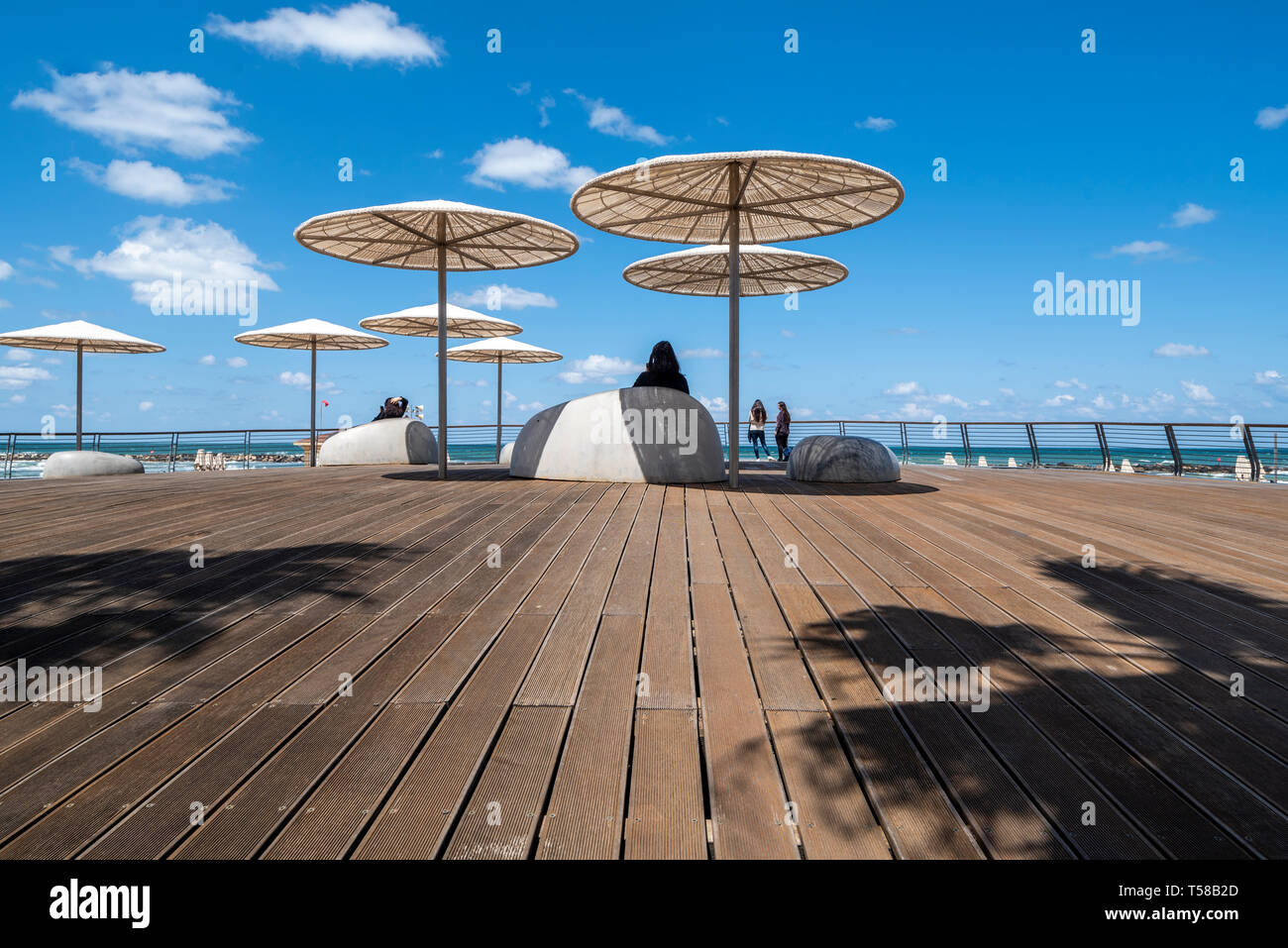 Israel, Tel Aviv-Yafo - 22 April 2019: The new Tayelet - Central Beach ...