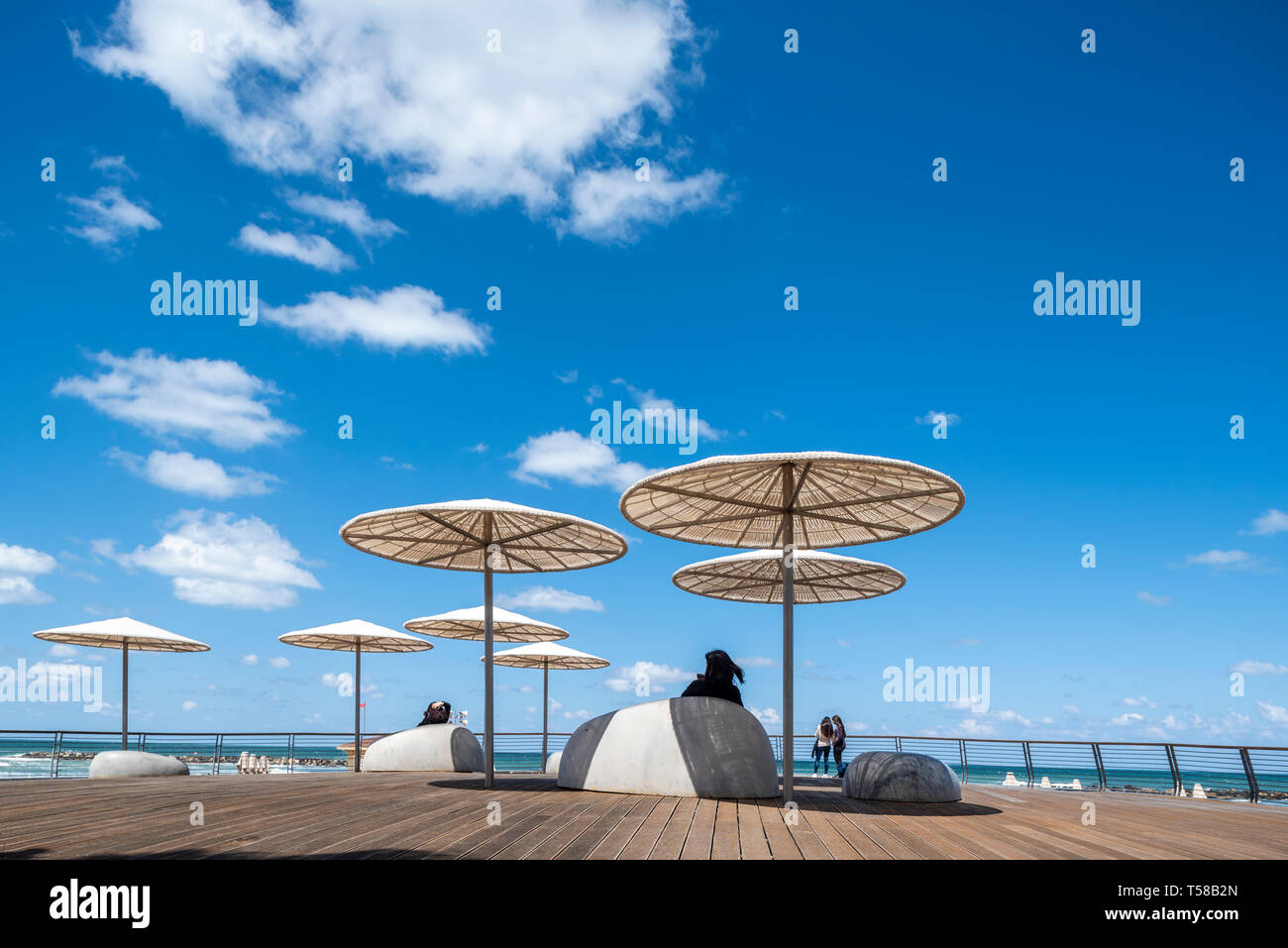 Israel, Tel Aviv-Yafo - 22 April 2019: The new Tayelet - Central Beach ...