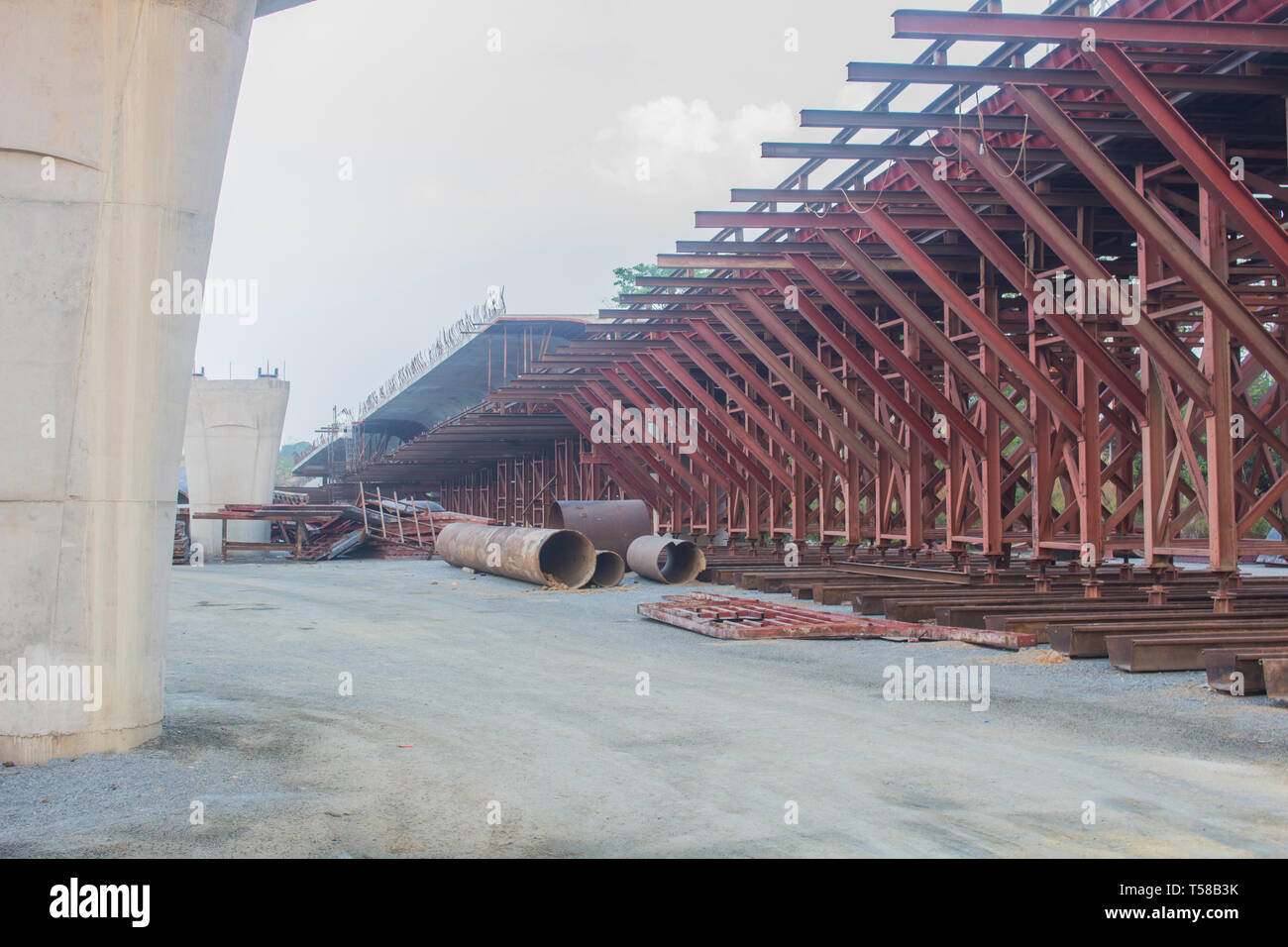 The cross bridge construction for transportation support Stock Photo ...