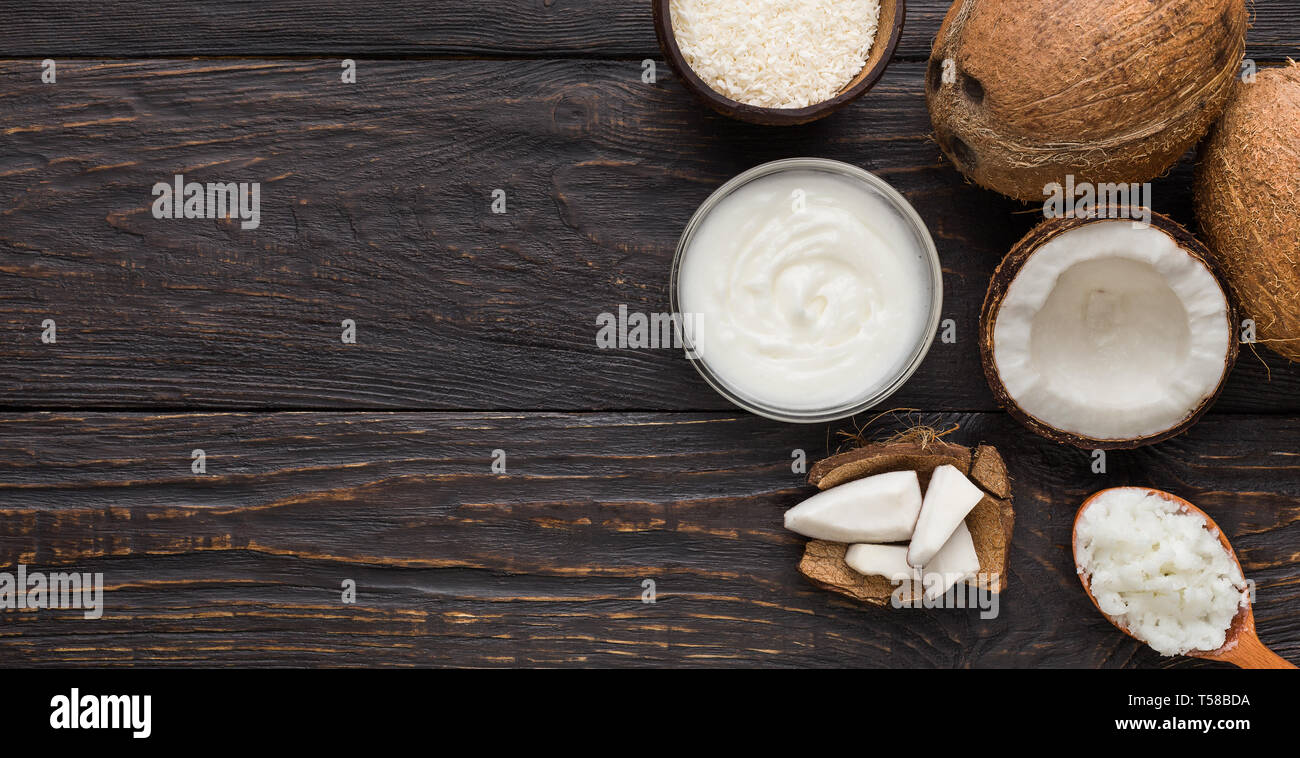 Recepies with coconut concept Stock Photo - Alamy