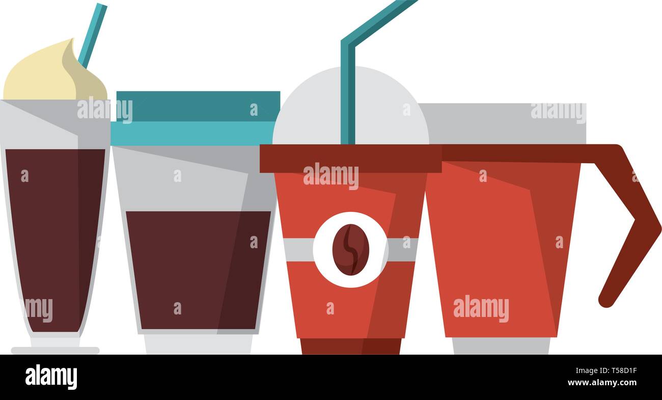 Various coffee beverages cups different containers Stock Vector Image ...