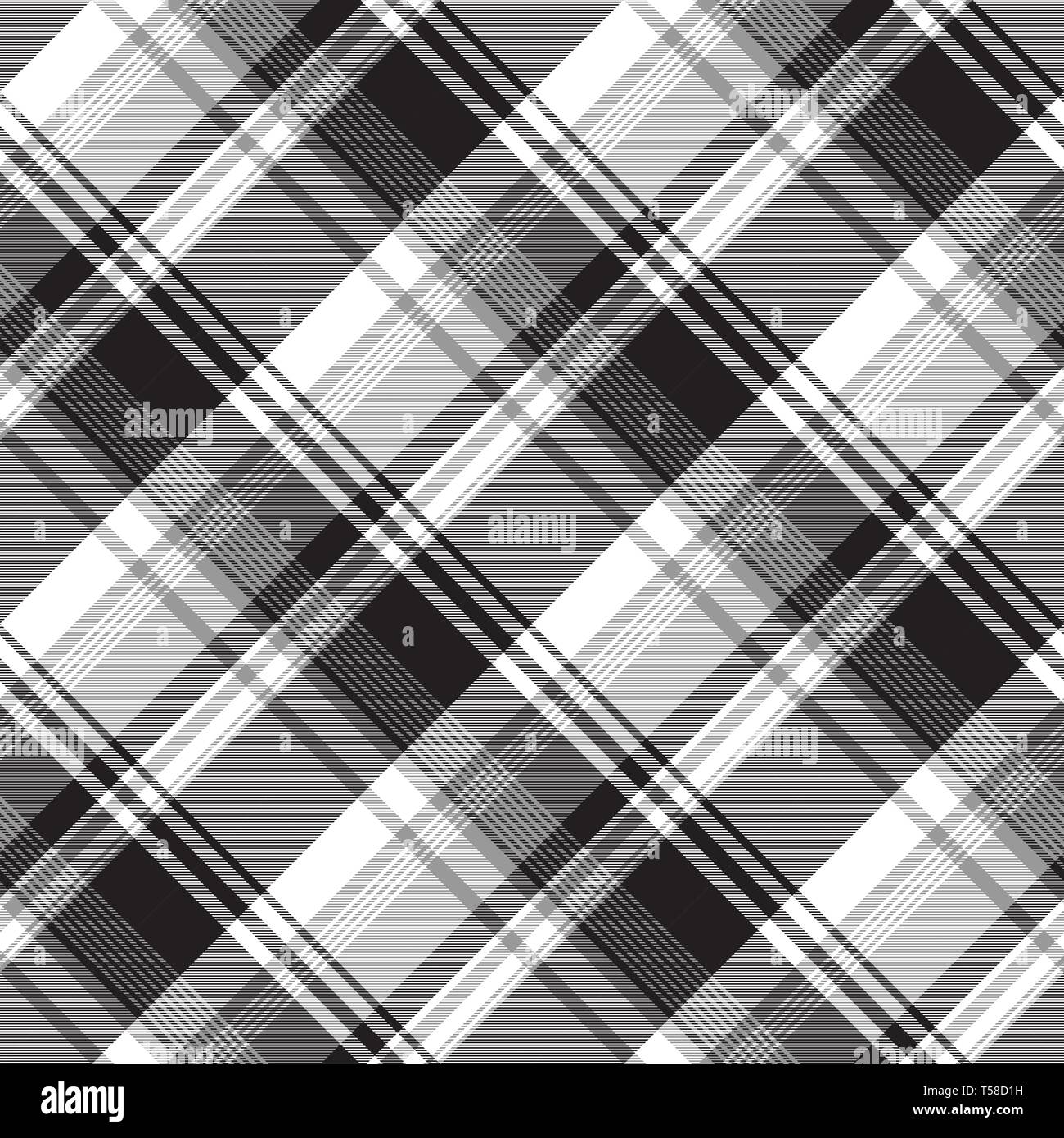 Grayscale black white check plaid seamless pattern. Vector illustration ...