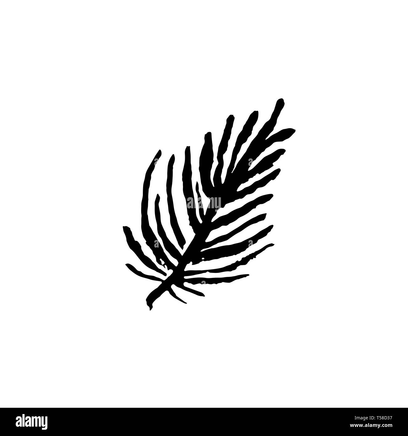 Leaf icon. Grunge vector dry brush illustration Stock Vector Image ...