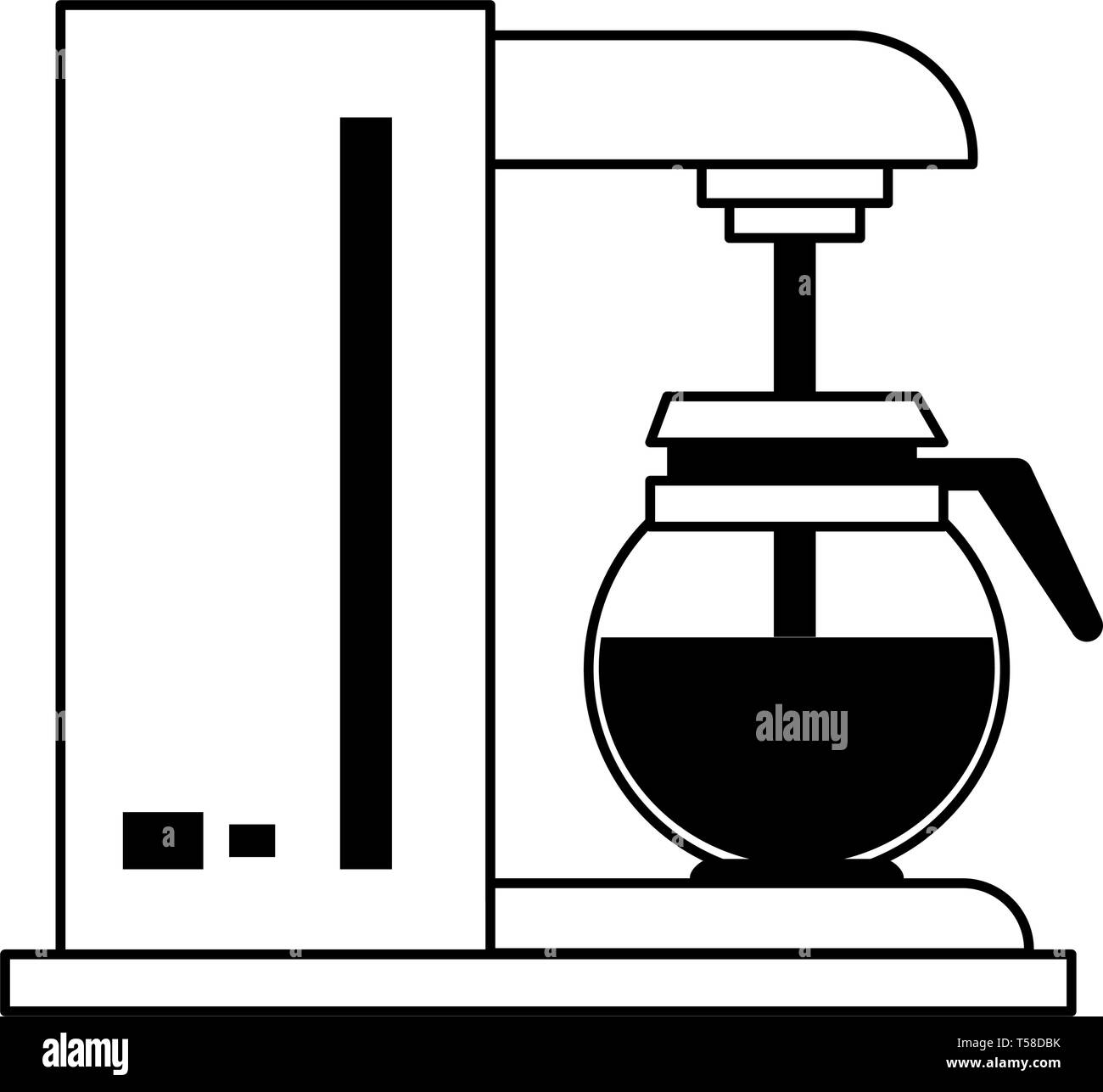 Coffee making machine with pot in black and white Stock Vector Image ...