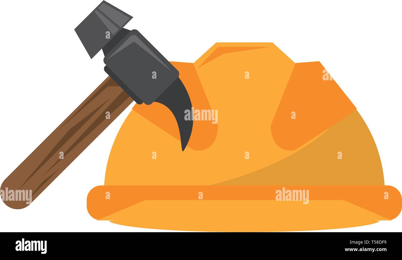 Safety helmet with hammer construction Stock Vector Image & Art - Alamy