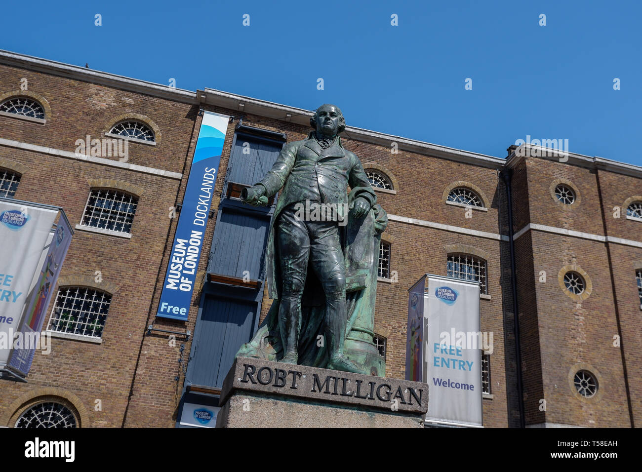 Statue of slave trader Robert Milligan, Museum of London, West India ...