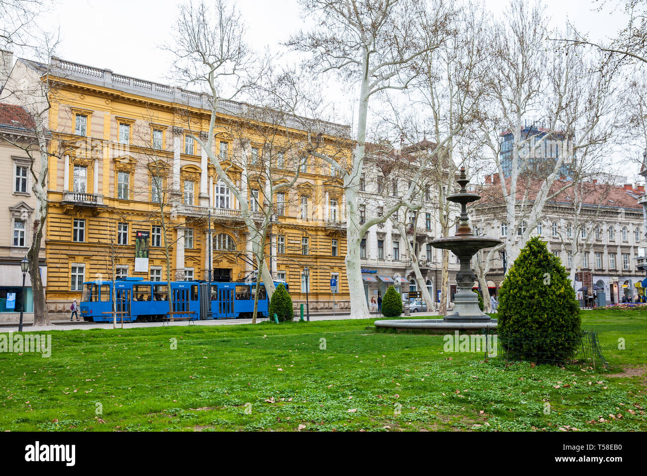 ZAGREB, CROATIA - APRIL, 2018: Cold early spring day at the beautiful ...