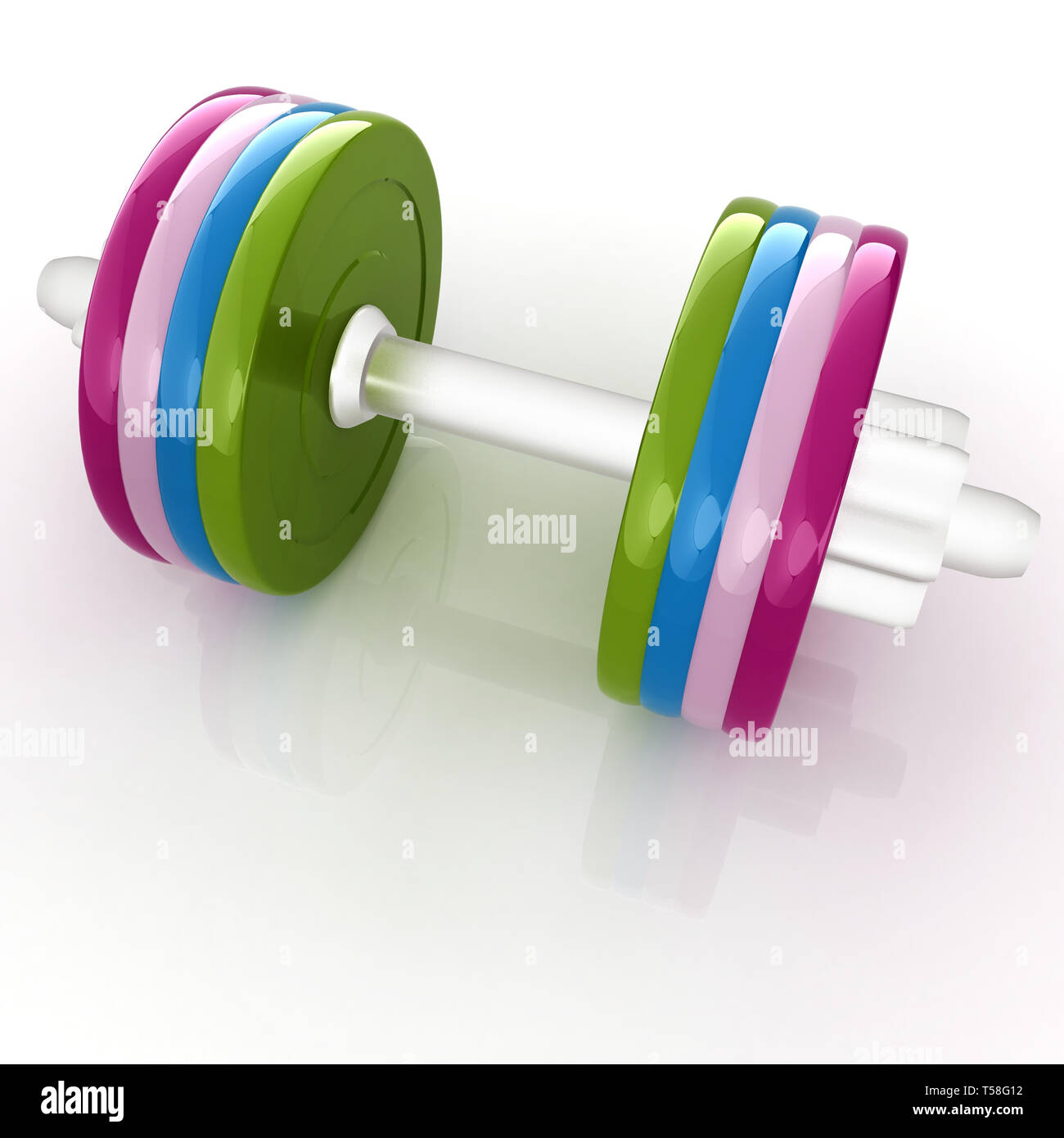 Colorful dumbbells on a white background Stock Photo - Alamy