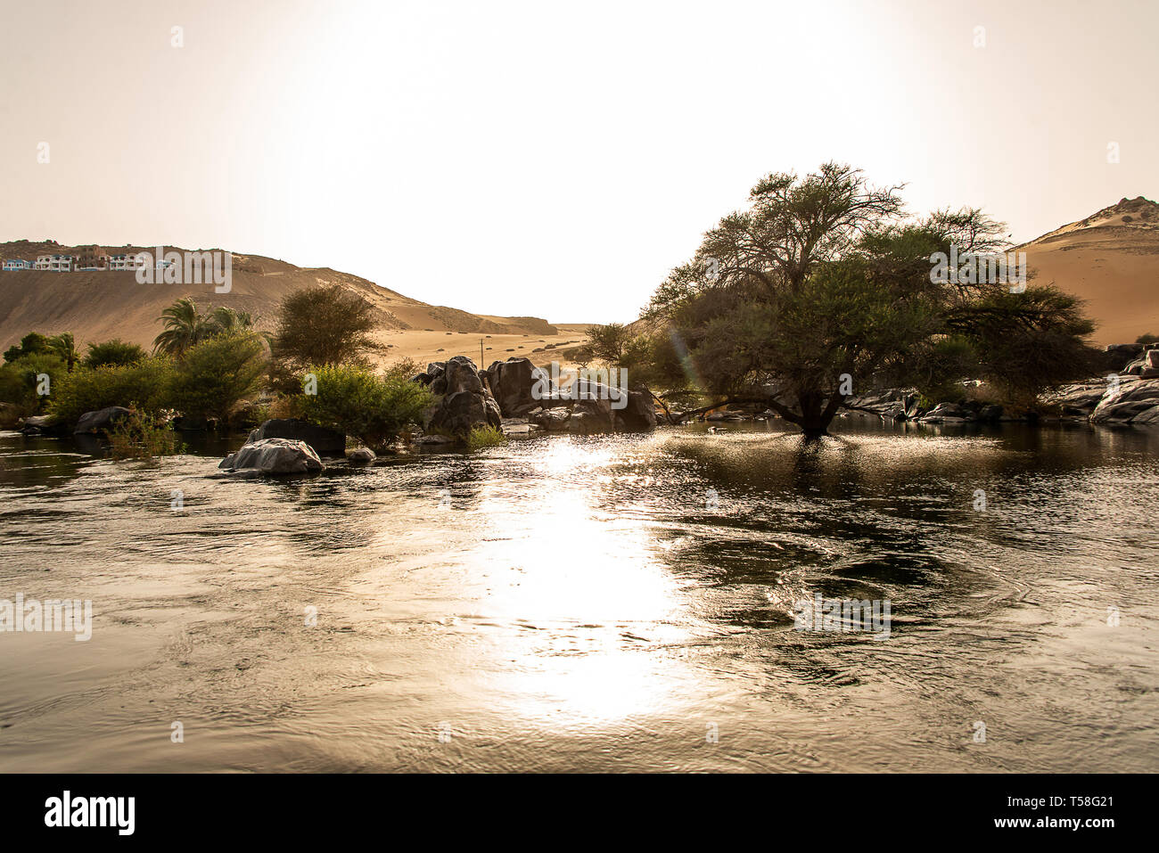 Sunset, Sand dunes on the Coastline of the Nile river part called First ...