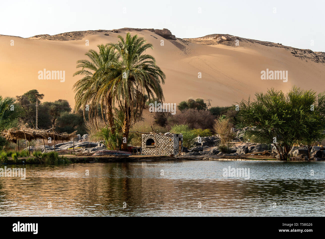 Sunset, Sand dunes on the Coastline of the Nile river part called First ...