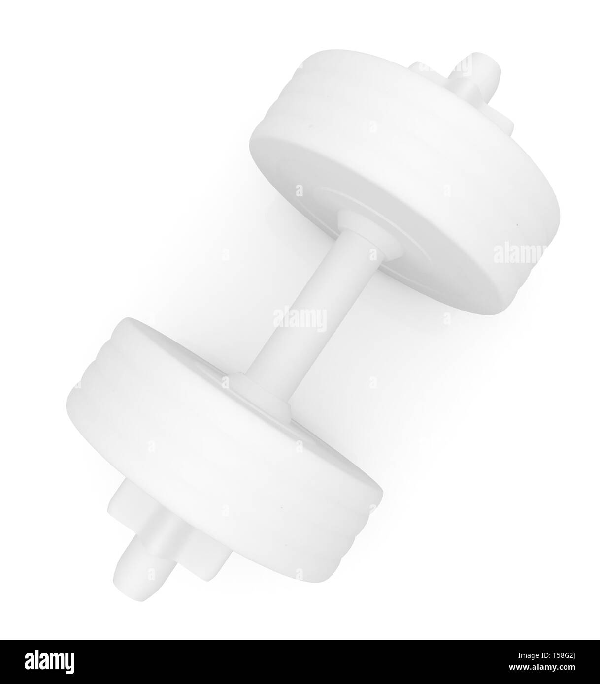 White dumbbells on a white background Stock Photo - Alamy