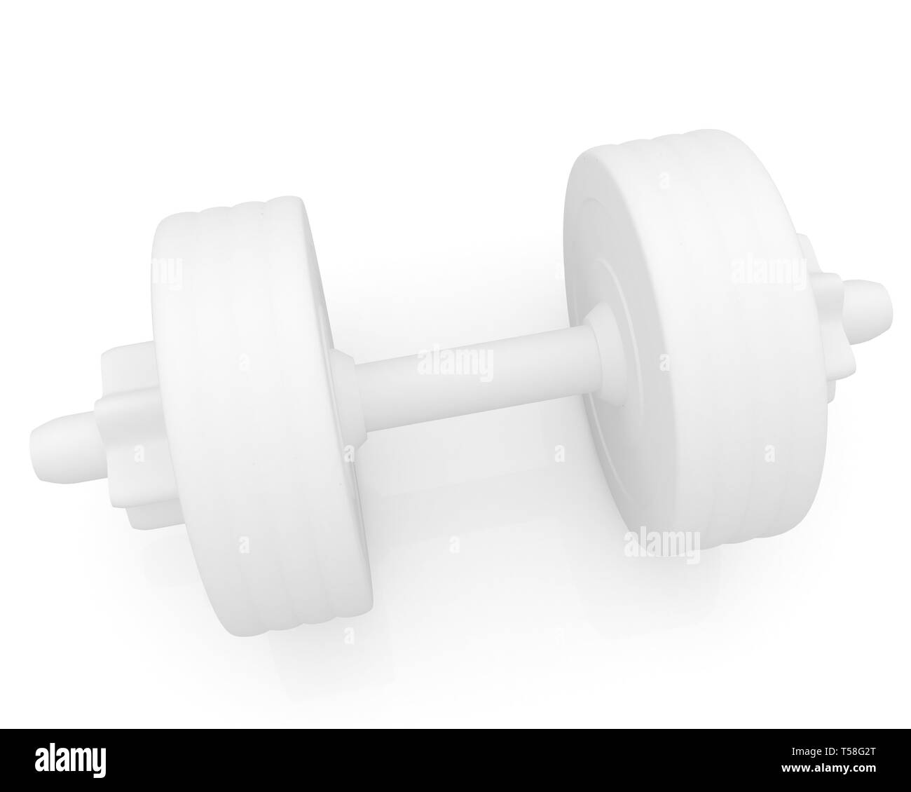 White dumbbells on a white background Stock Photo - Alamy
