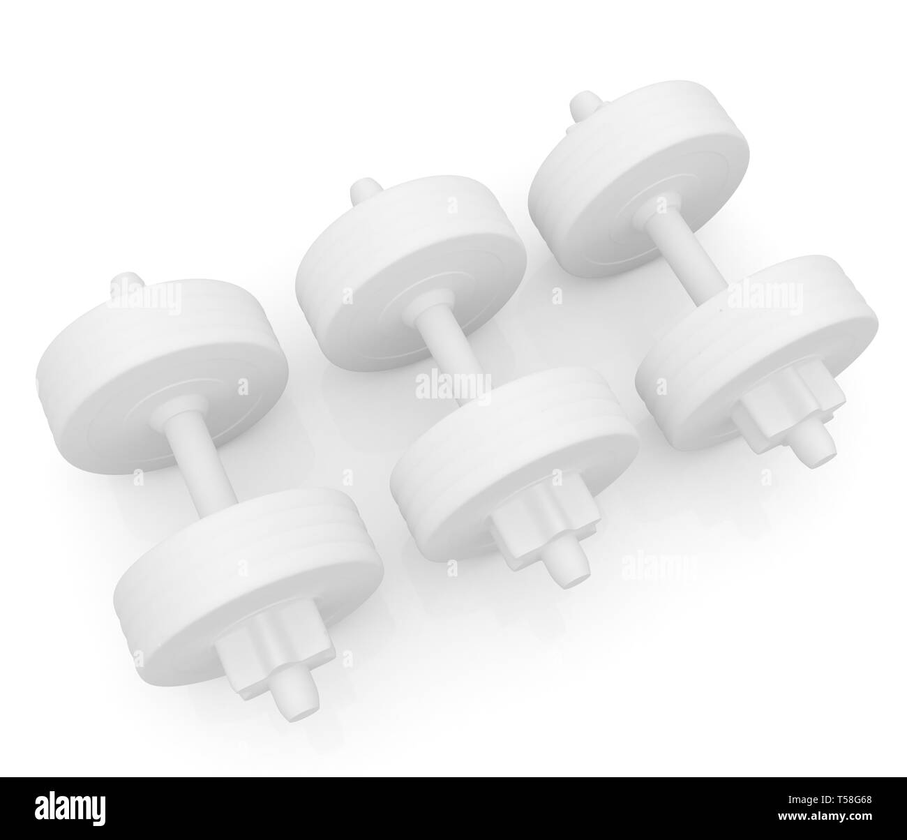 White dumbbells on a white background Stock Photo - Alamy