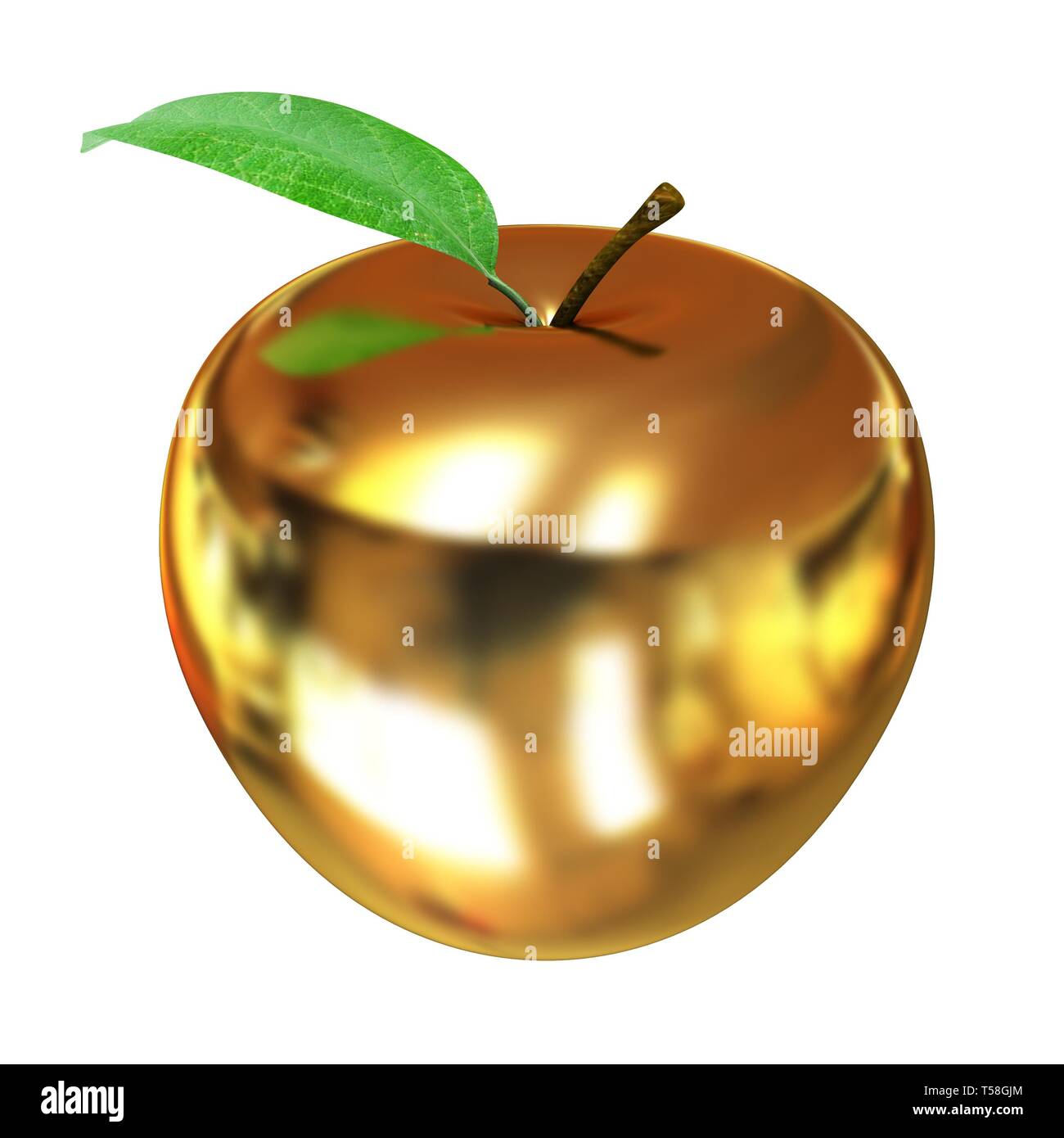 Gold apple isolated on white background. Series: Golden apple under ...