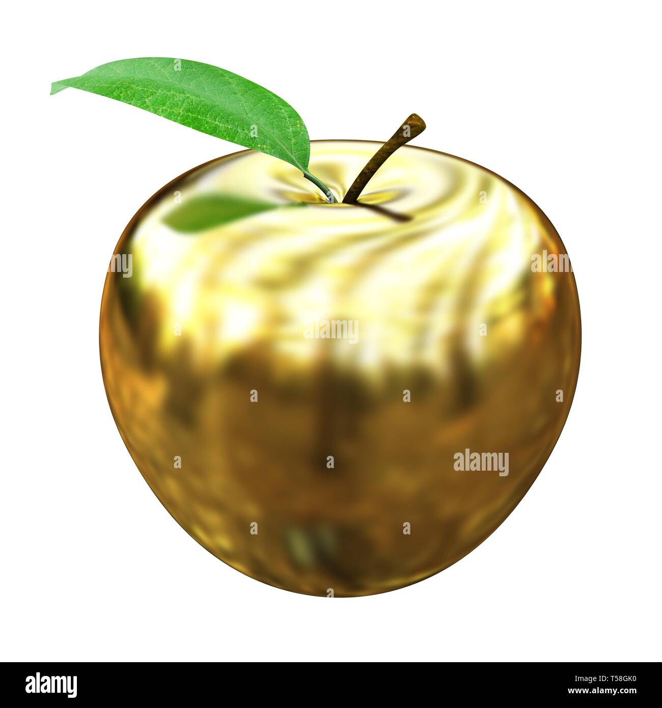 Gold apple isolated on white background. Series: Golden apple under ...