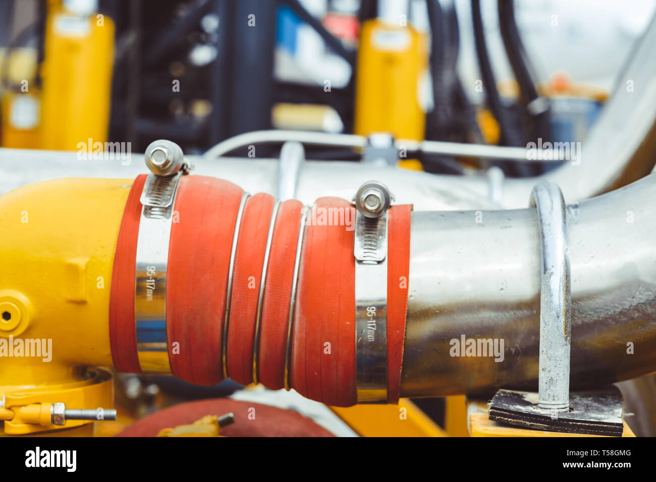 Close-up shot of car engine hoses and tubes Stock Photo - Alamy