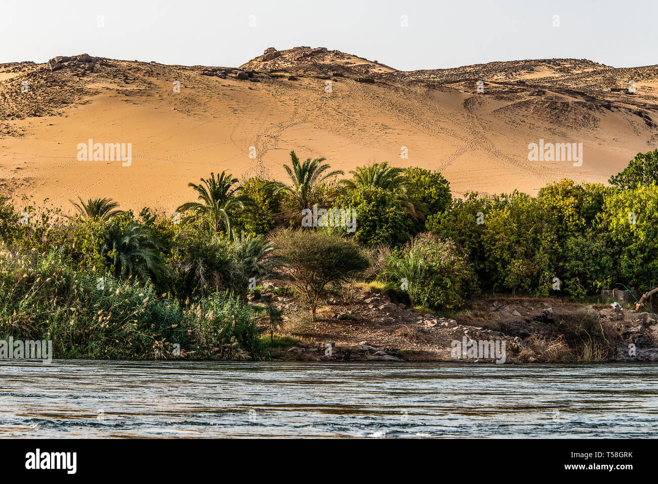 Sunset, Sand dunes on the Coastline of the Nile river part called First ...