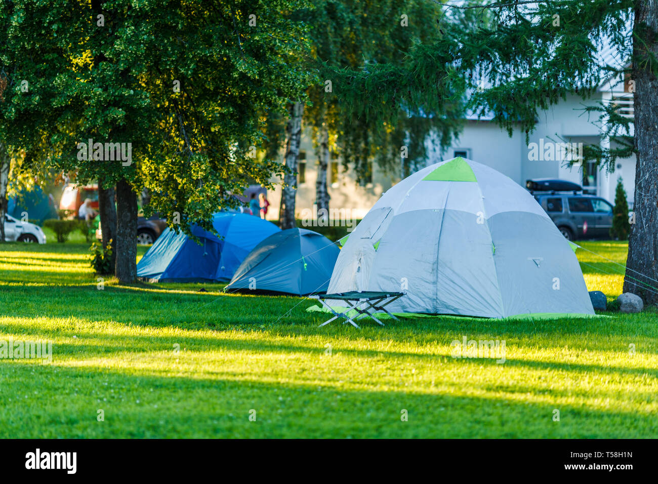 Tents Camping area in beautiful natural place Stock Photo - Alamy