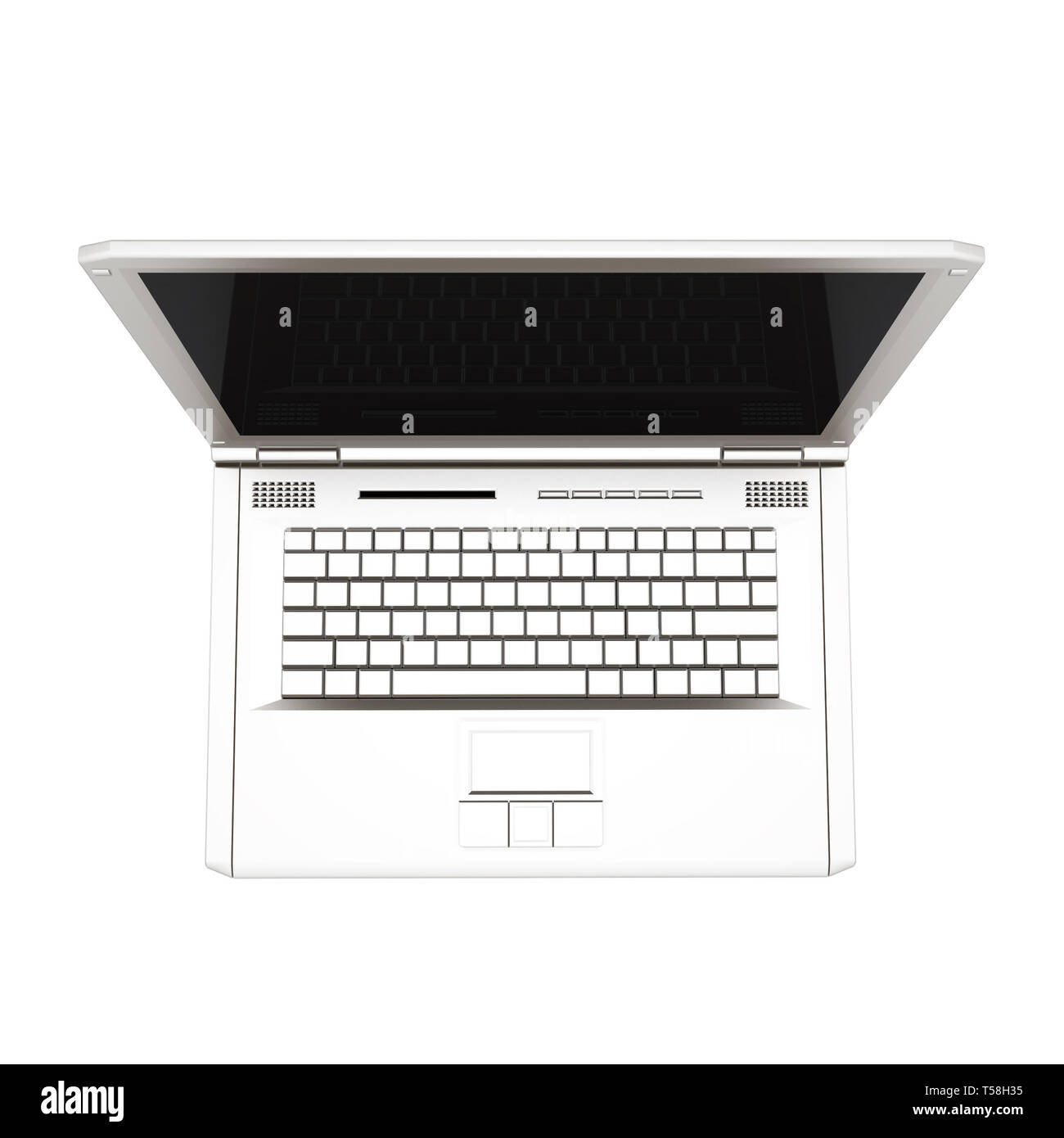 Laptop computer with black screen. View from top close-up Stock Photo ...