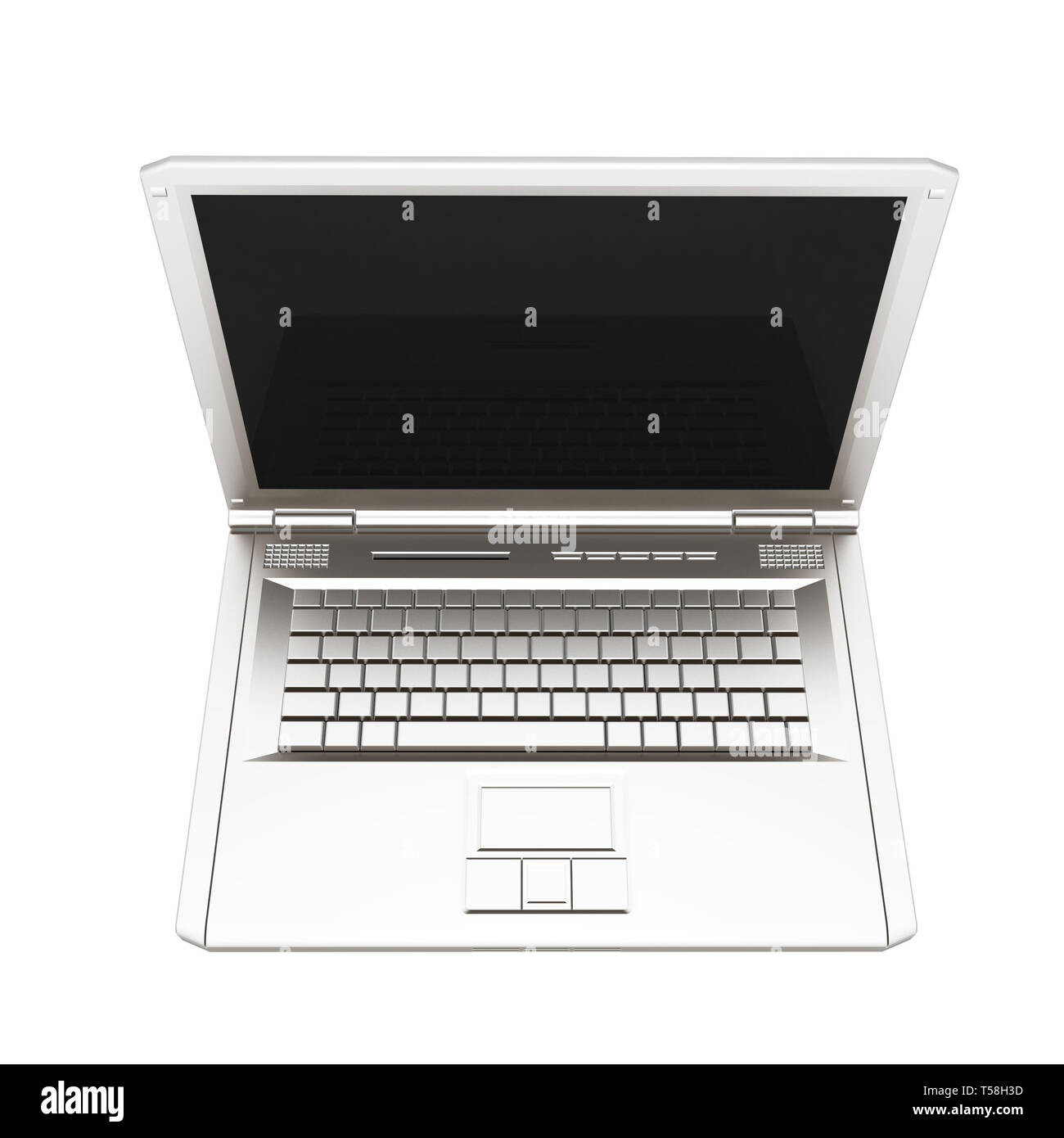 Laptop computer with black screen. View from top close-up Stock Photo ...