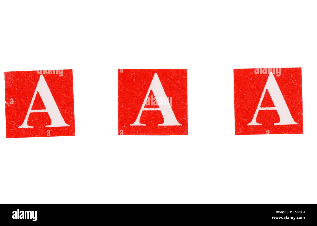aaa series of three A letters over white background Stock Photo - Alamy