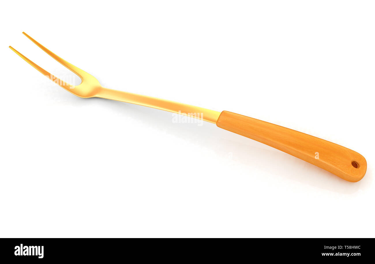 Large fork on white background Stock Photo - Alamy