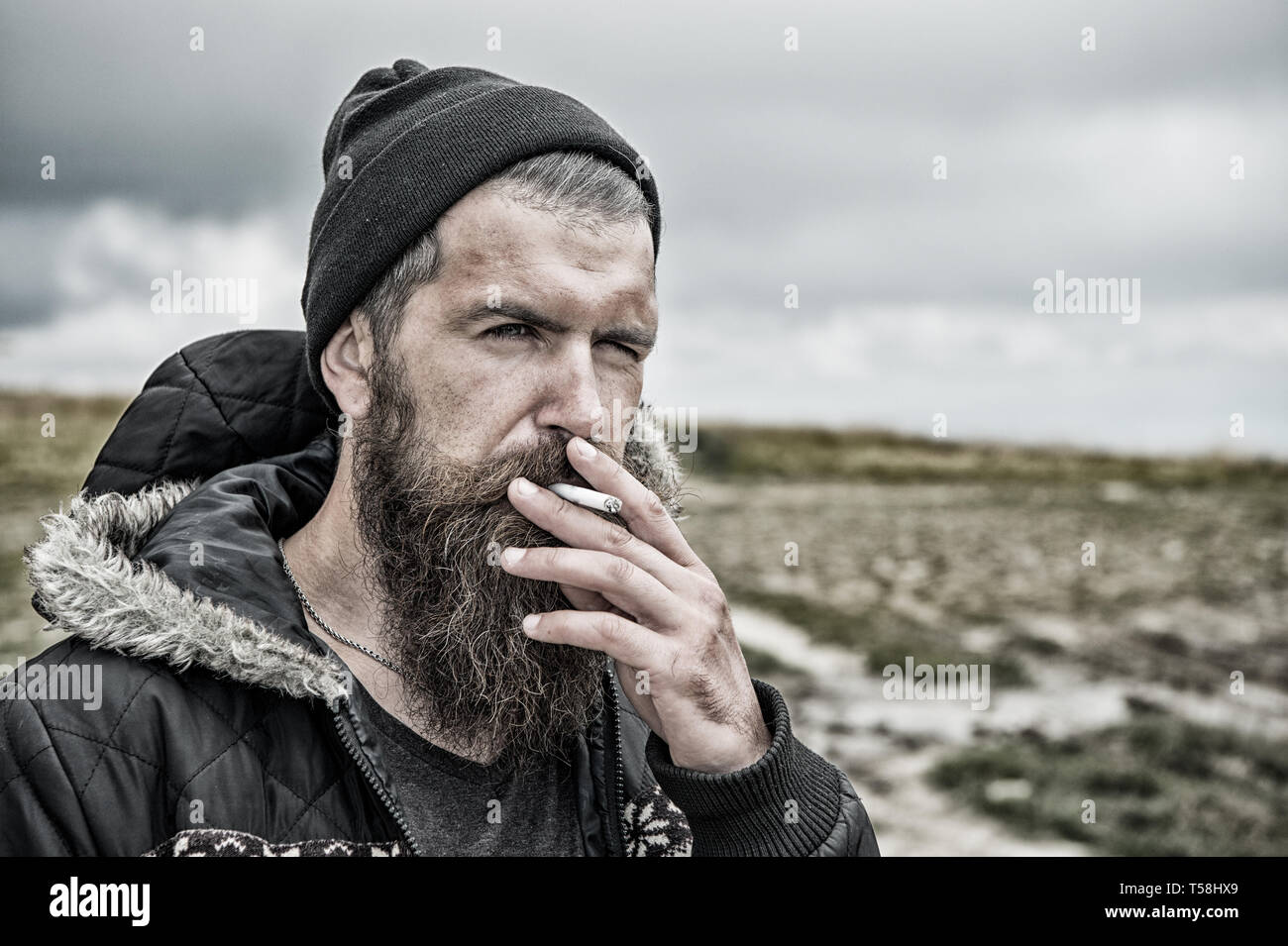 unhealthy lifestyle, bad habit and addiction, hiking and camping ...