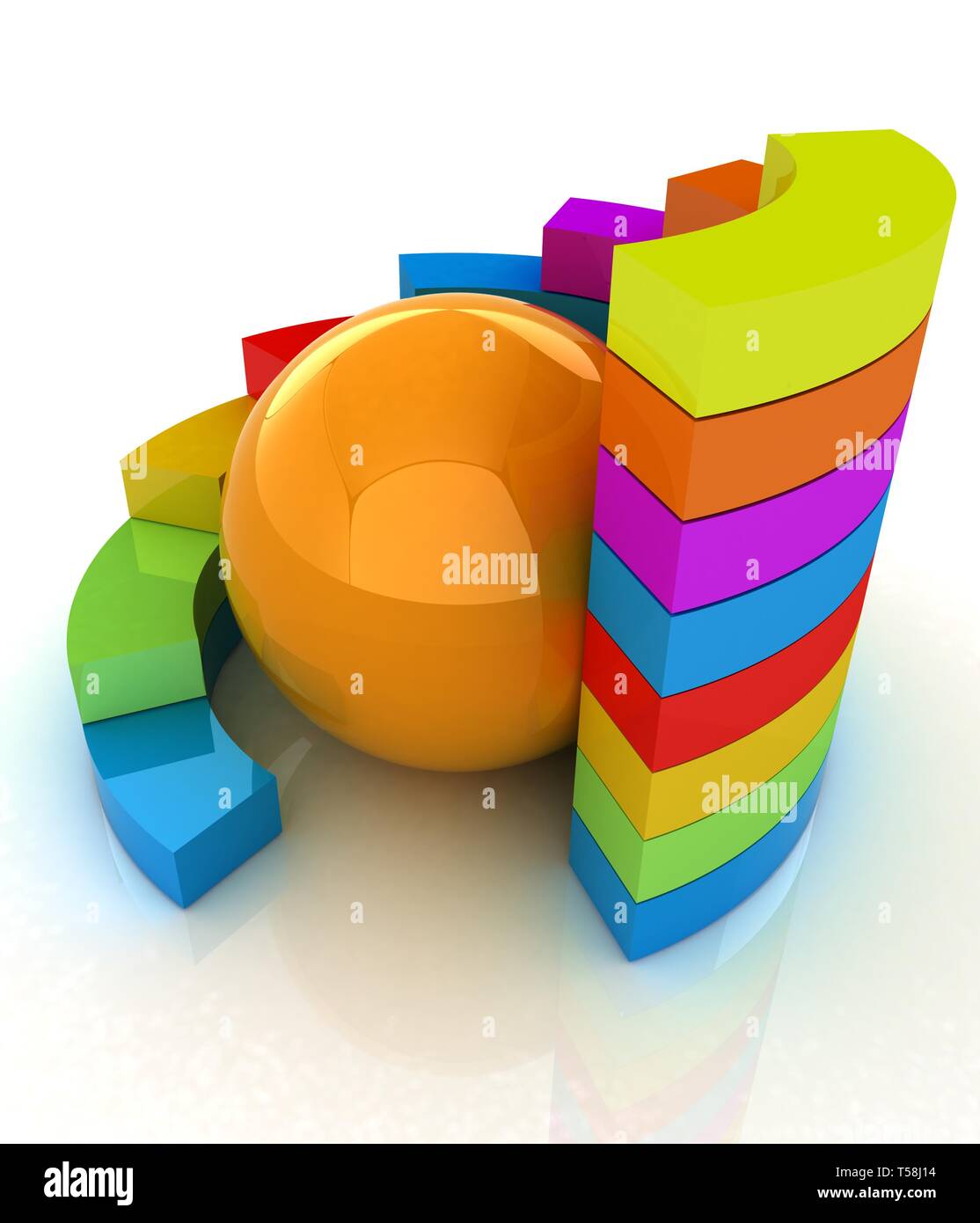 Abstract colorful structure with ball in the center Stock Photo - Alamy