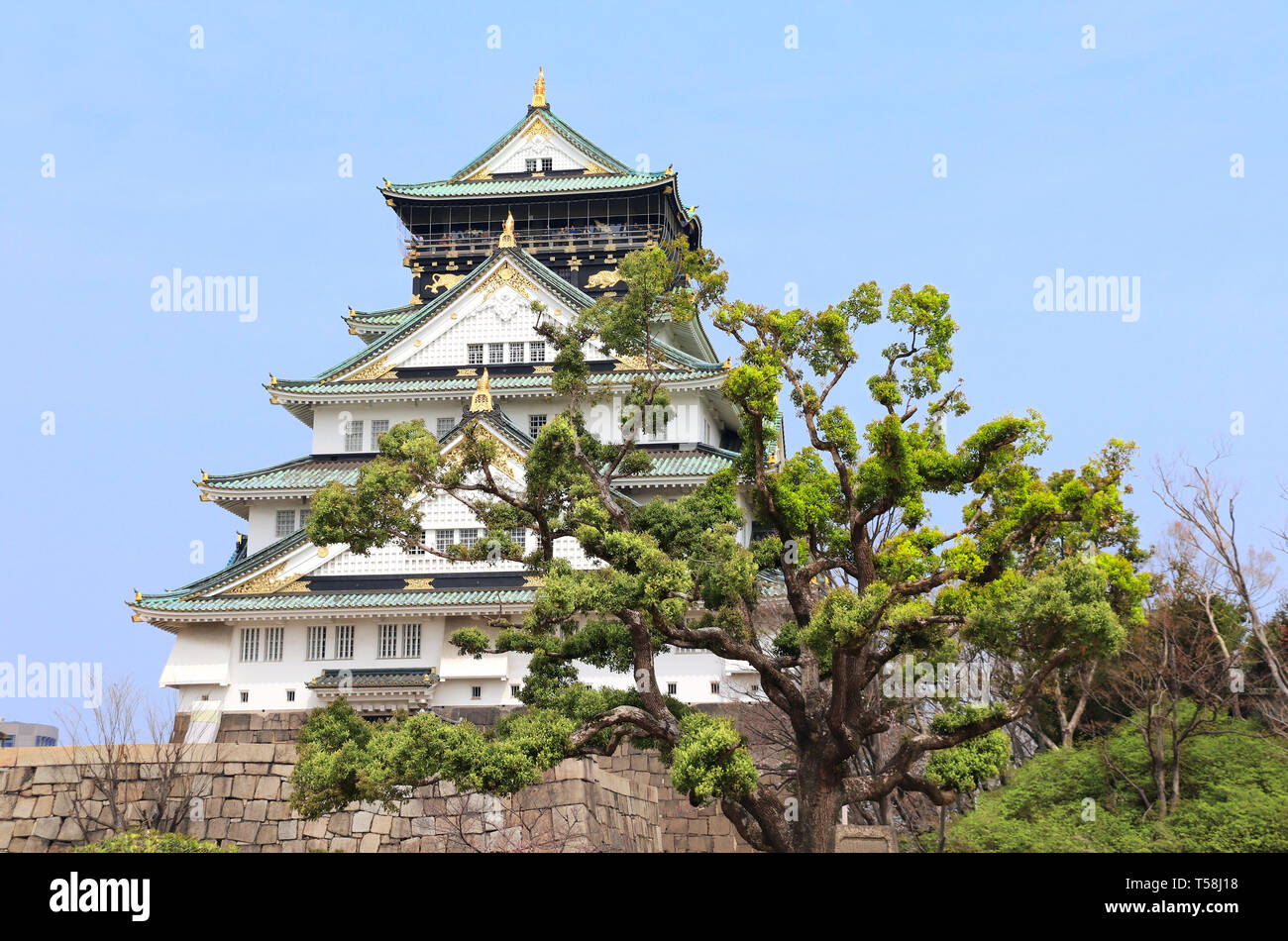 Osaka castle, Japanese ancient castle in Osaka, Japan. UNESCO world ...