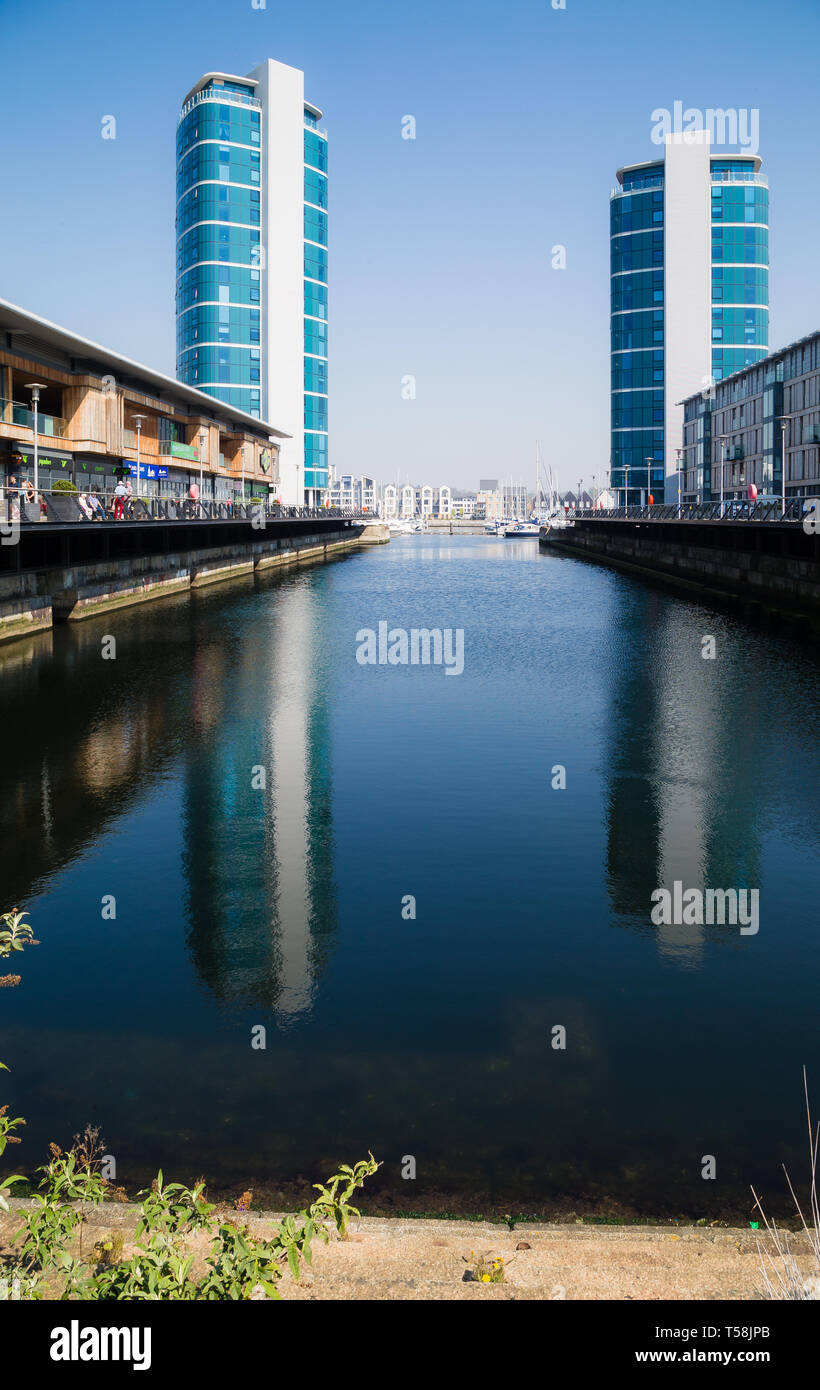 Chatham Kent. UK. The Quays, Chatham Maritime Marina. A retail ...