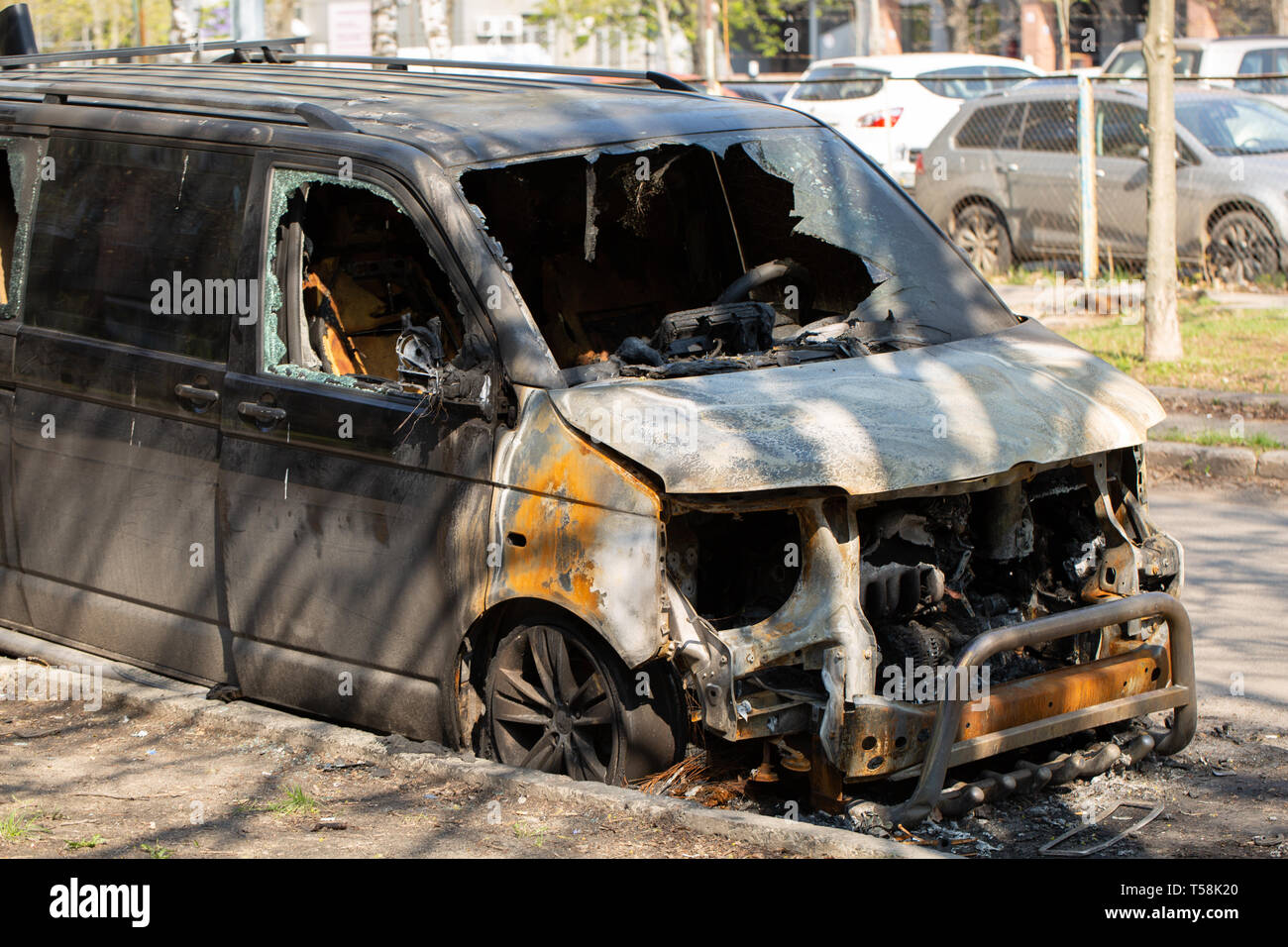 Destroyed minibus hi-res stock photography and images - Alamy