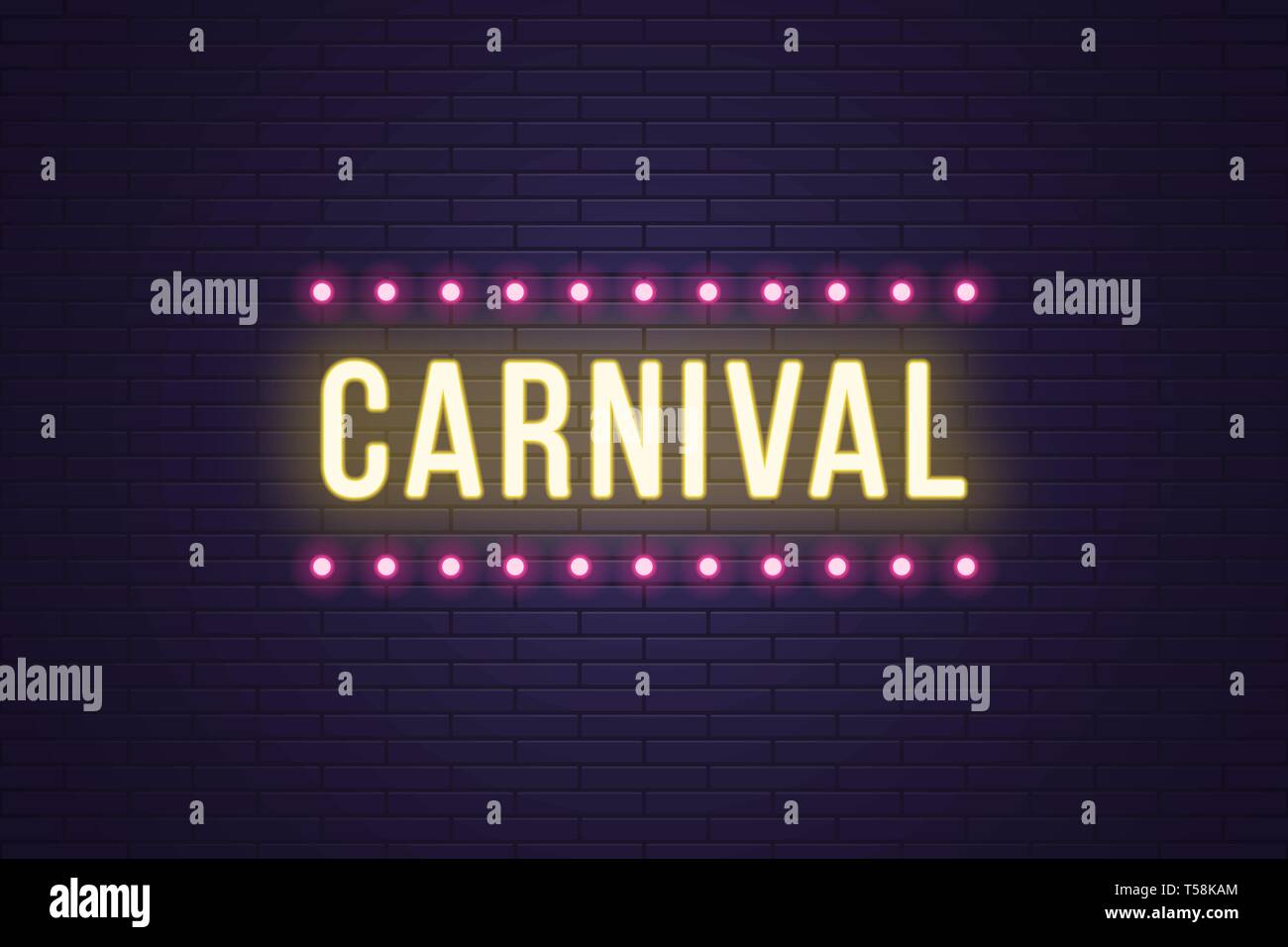 Neon composition of headline Carnival. Vector illustration of glowing ...
