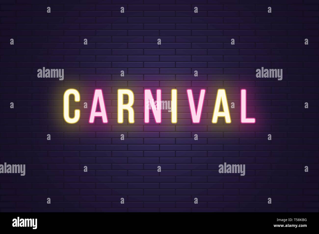 Neon composition of headline Carnival. Vector illustration of glowing ...