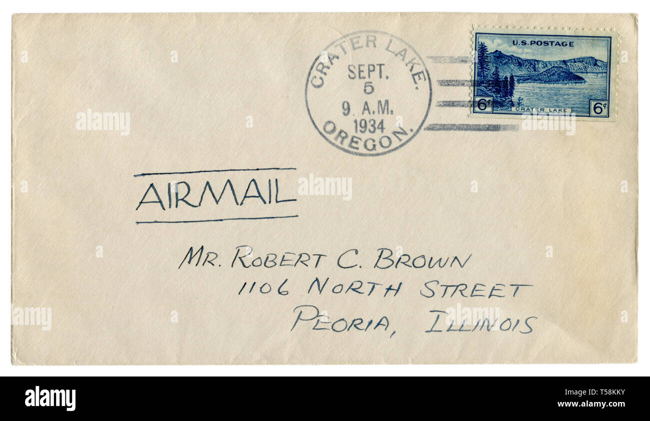 US historical envelope: cover with blue postage stamp panoramic view of ...
