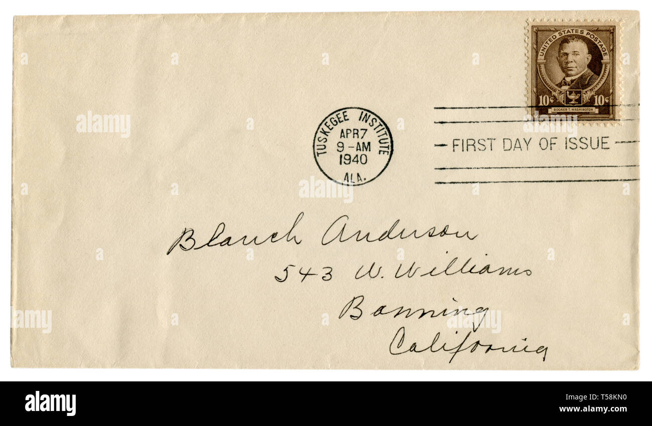 US historical envelope: cover with brown postage stamp Booker T ...