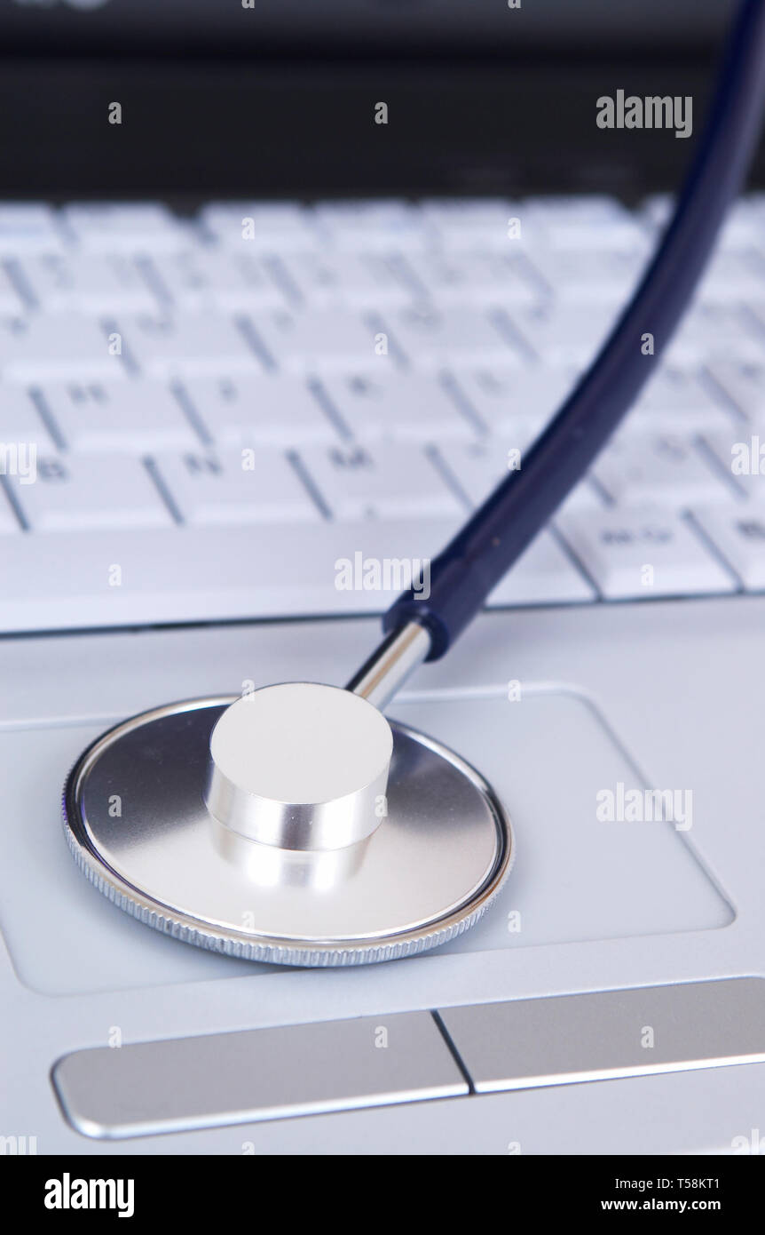 stethoscope on modern lap top, shallow dof Stock Photo - Alamy