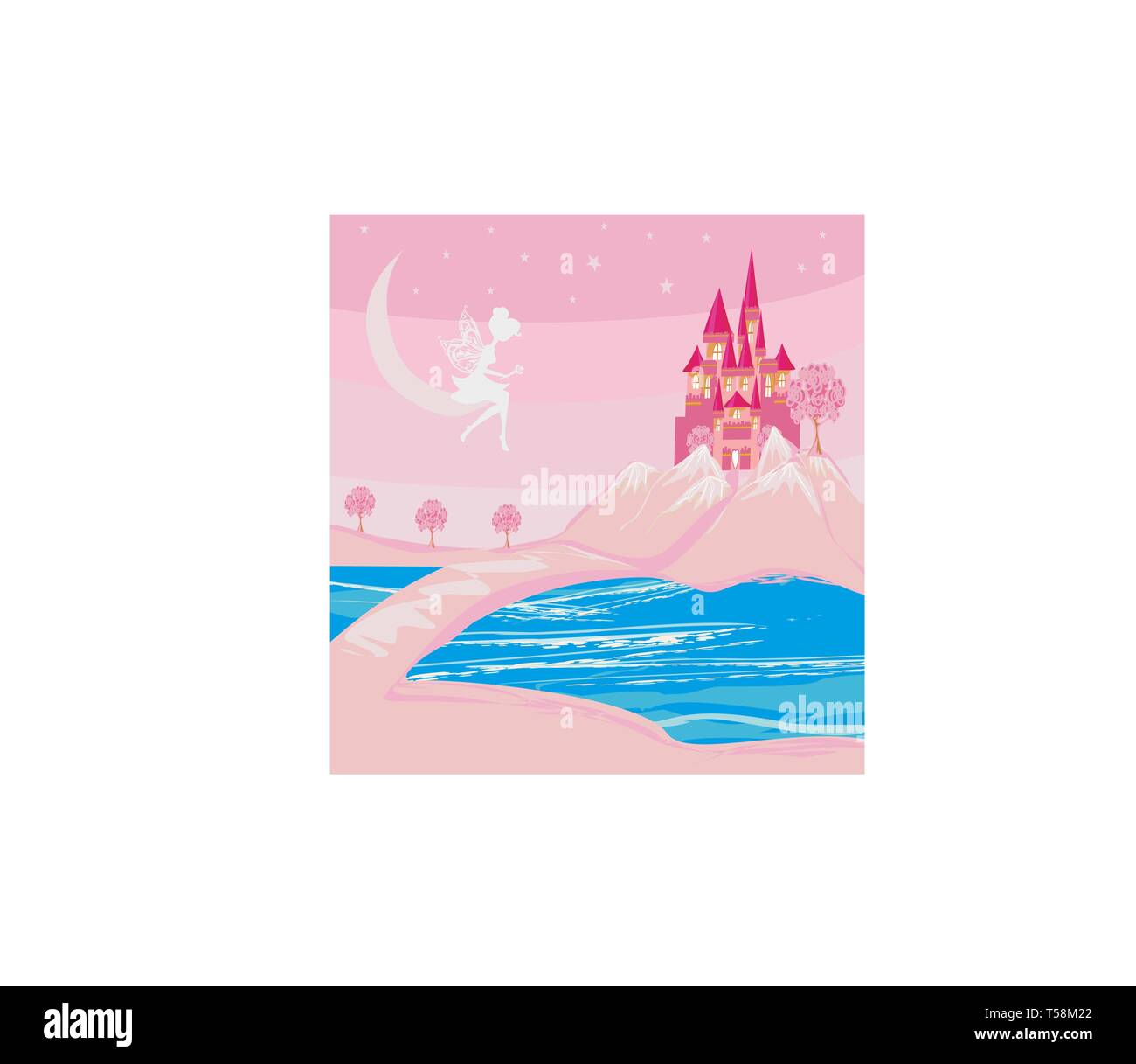 fairy and a medieval castle in a magical land Stock Vector Image & Art ...