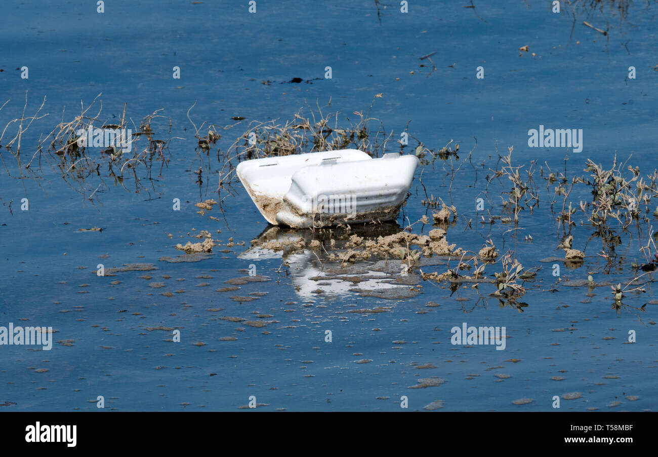 Plastic tray floating in water Stock Photo - Alamy