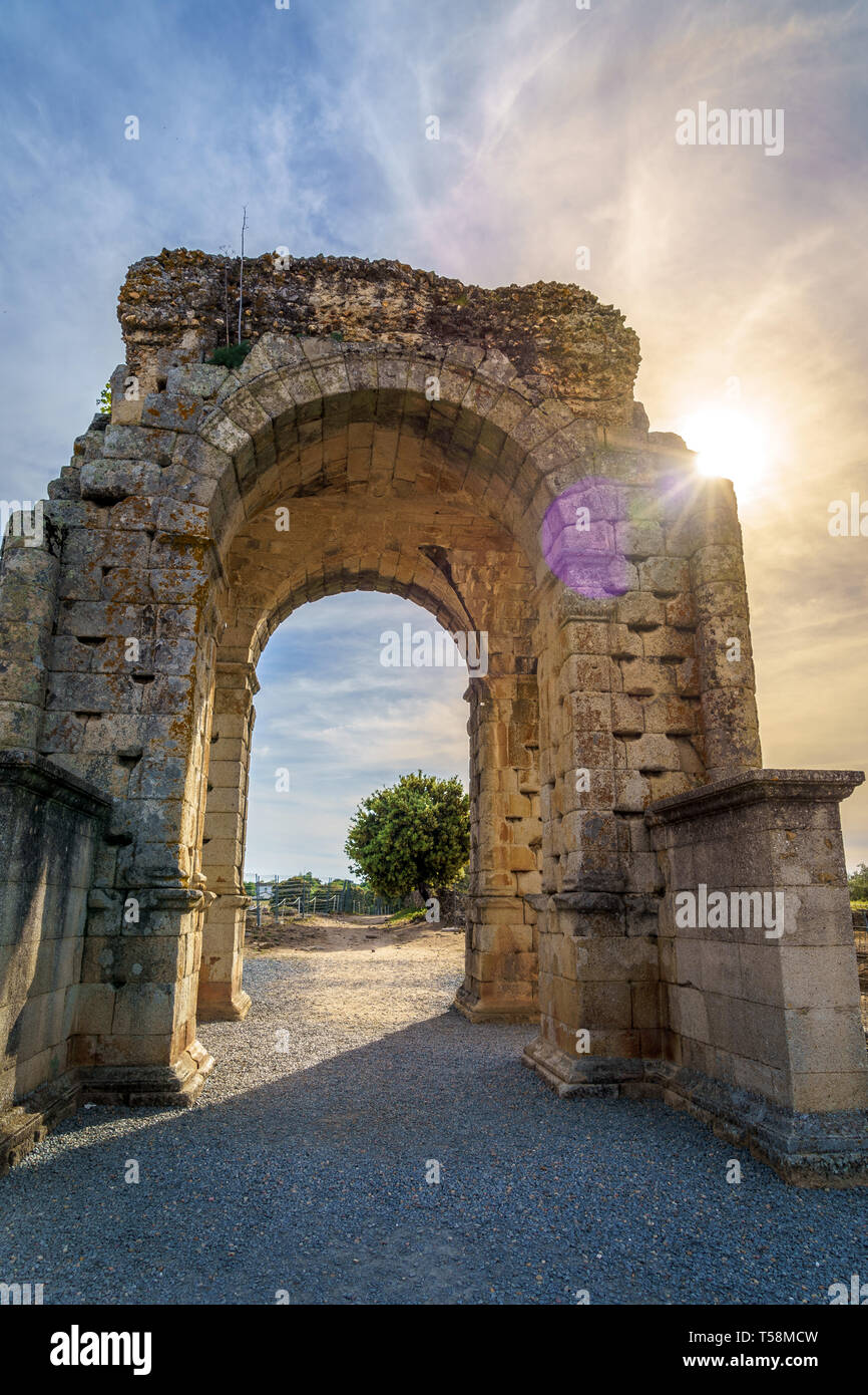Arch of Caparra, ancient roman city of Caparra in Extremadura, Spain ...